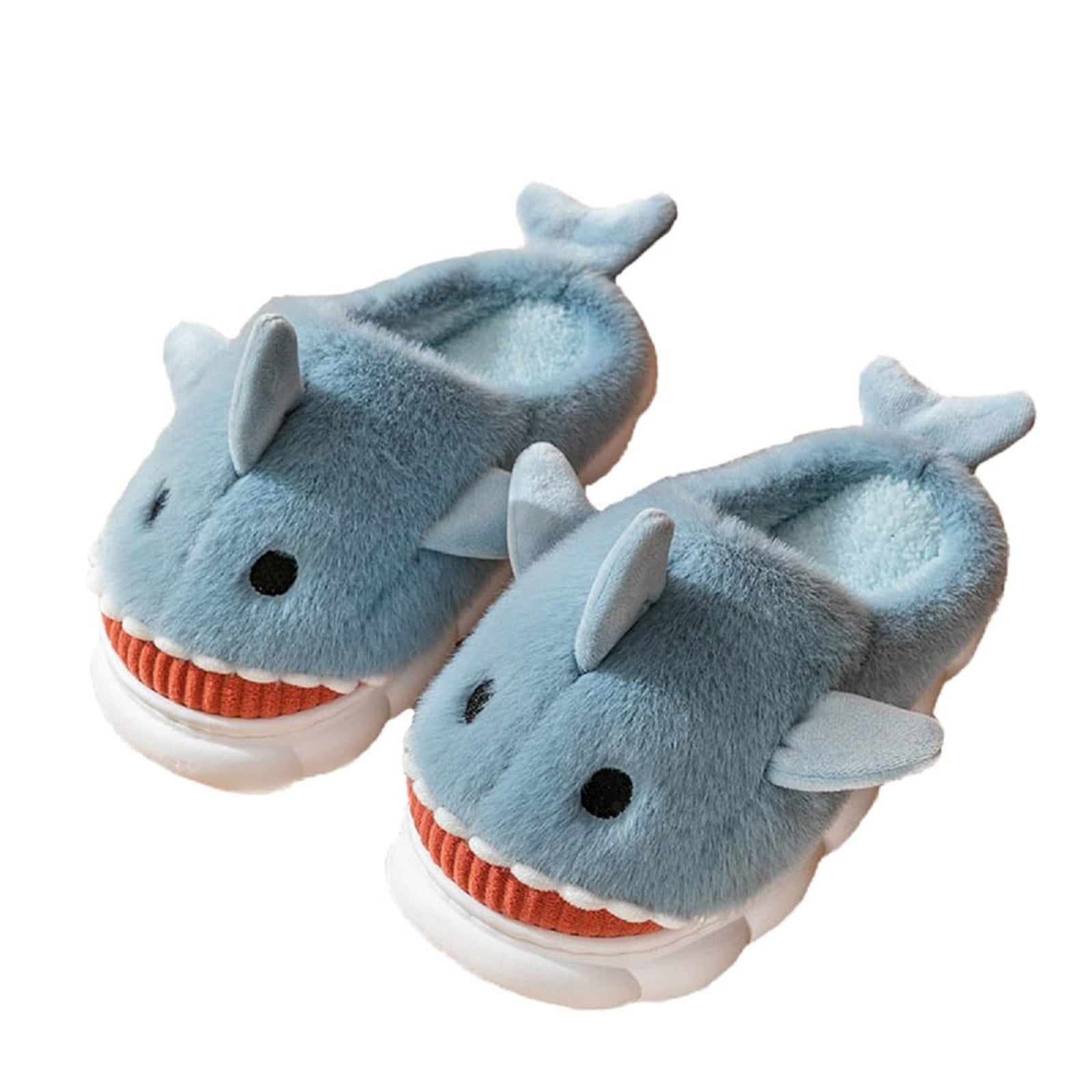 shqvo Slippers for Women Fuzzy Cute Shark Suede Plush Shoes Faux Fur ...