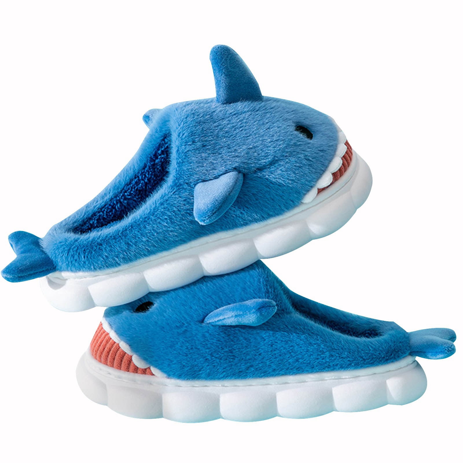shqvo Slippers for Women Fuzzy Cute Shark Suede Plush Shoes Platform ...