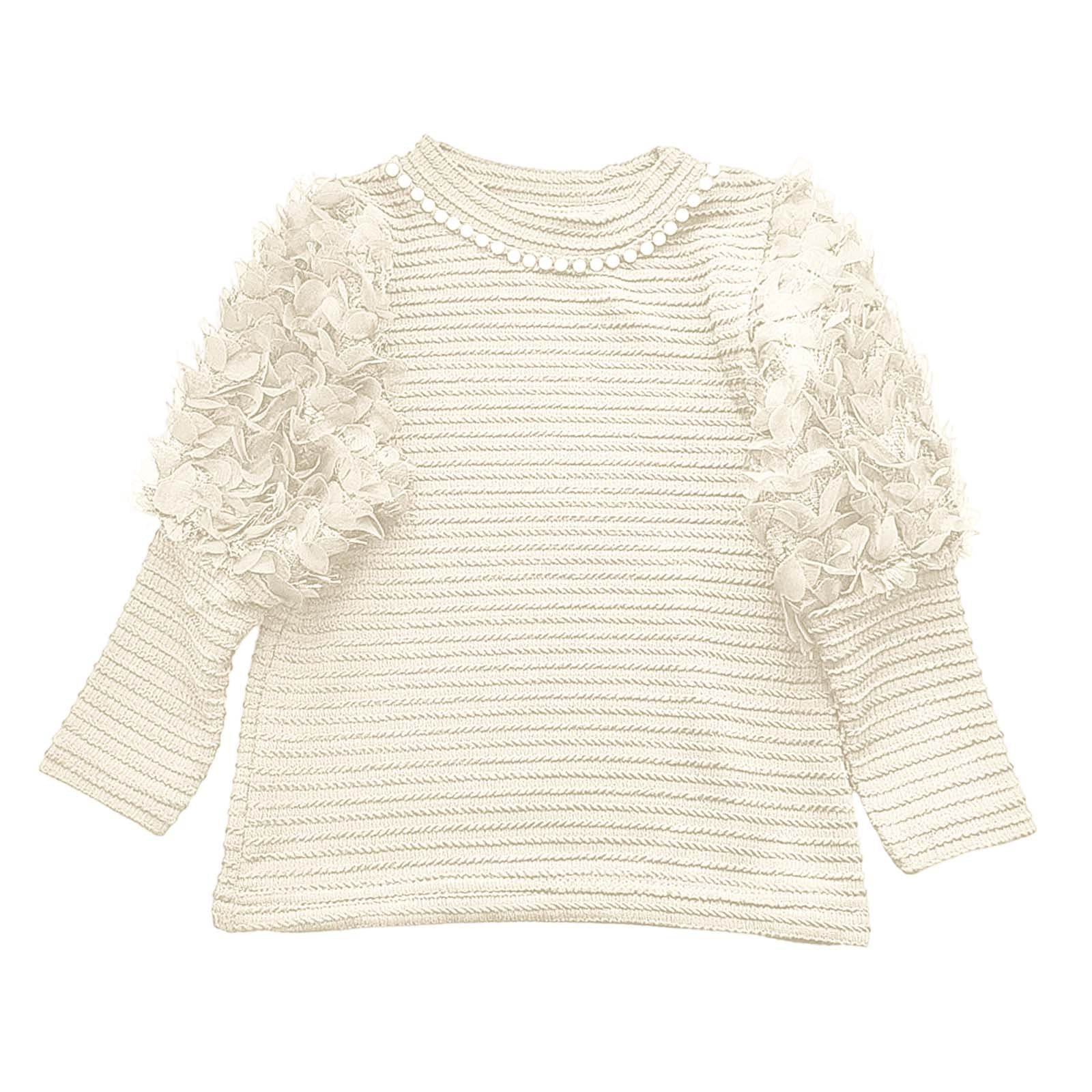 shqvo Toddler Girls Long Sleeve Shirts Crewneck Ribbed Tops Solid Color ...