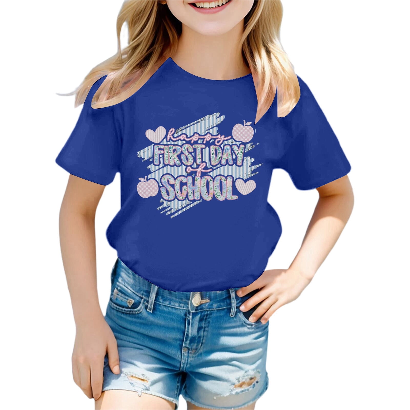 shqvo Toddler Shirts Girls 3t 100th Day Of School Graphic Short Sleeve ...