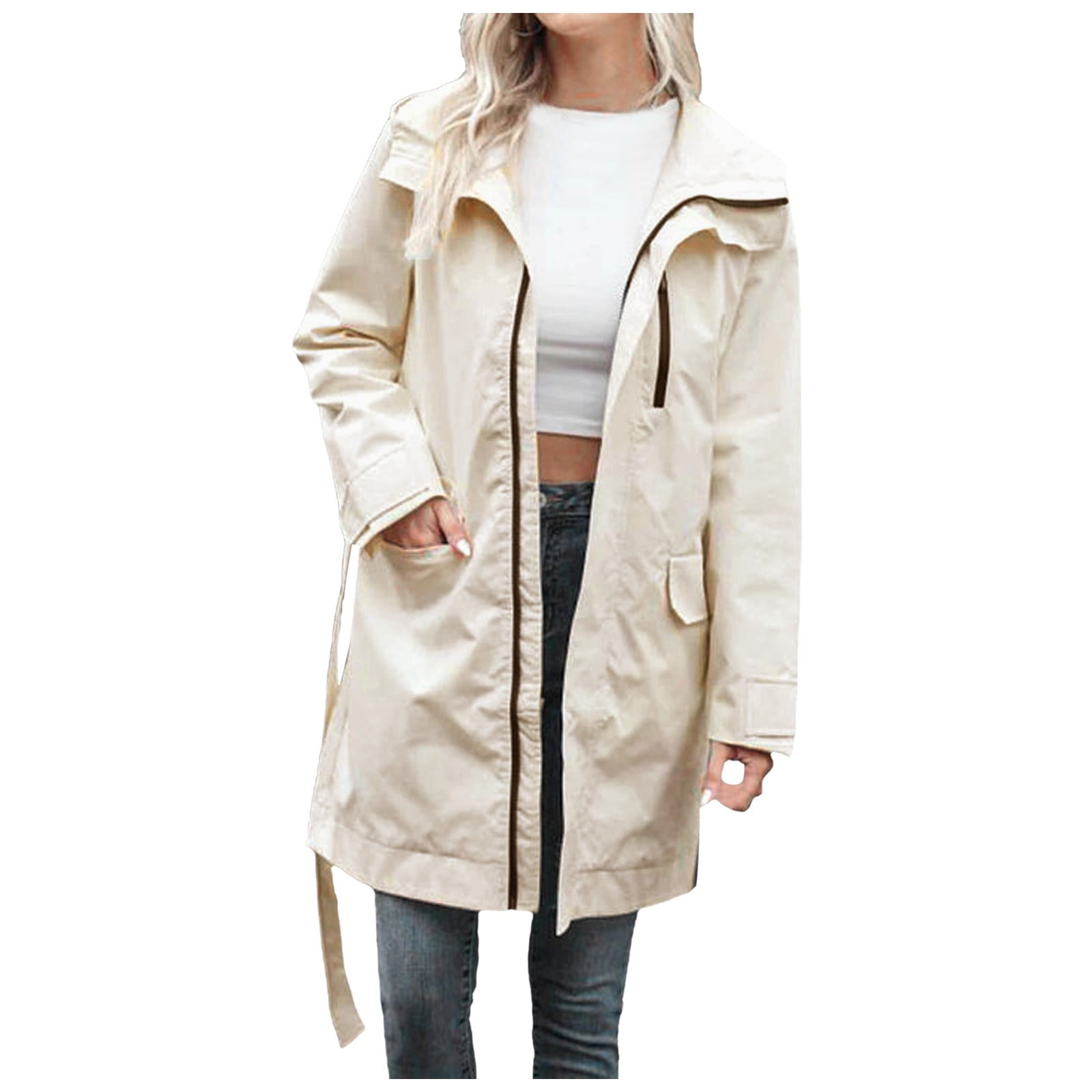 shqvo Trench Coat Women Jackets For Women Trendy Long Sleeve Full Zip ...