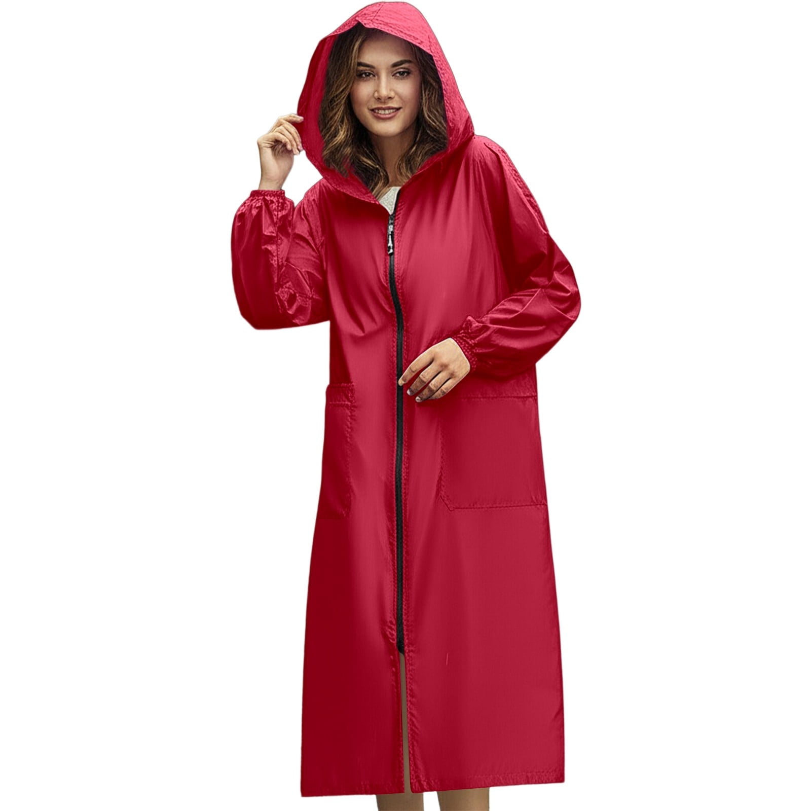 shqvo Women Long Raincoat Rain Jacket Coat Plus Size Lightweight for ...