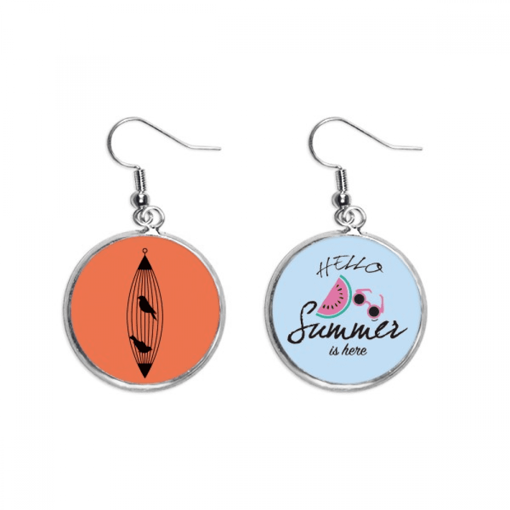shrinking cage outline flying earring drop summer watermelon earring ...