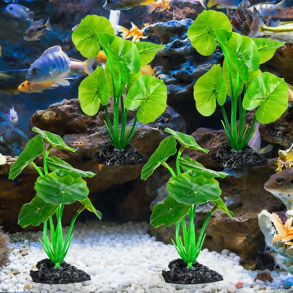 shuaien 4 Pcs Medium Artificial Aquarium Plants, 6-7 Inch Tall Fish ...