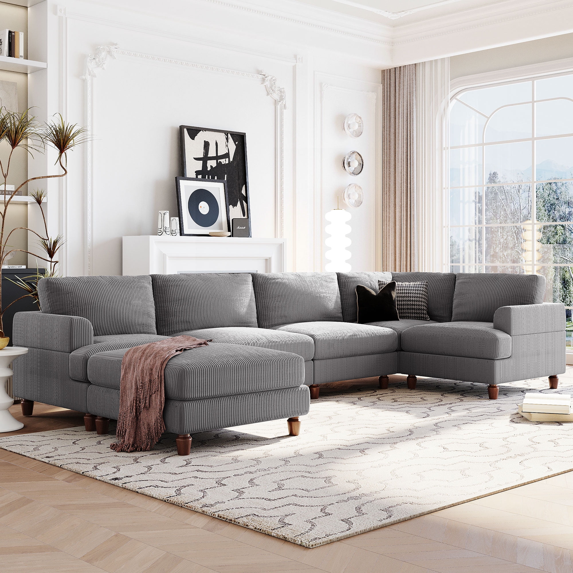 shunda K Modular Sectional Sofa with Ottoman L Shaped Corner Sectional ...
