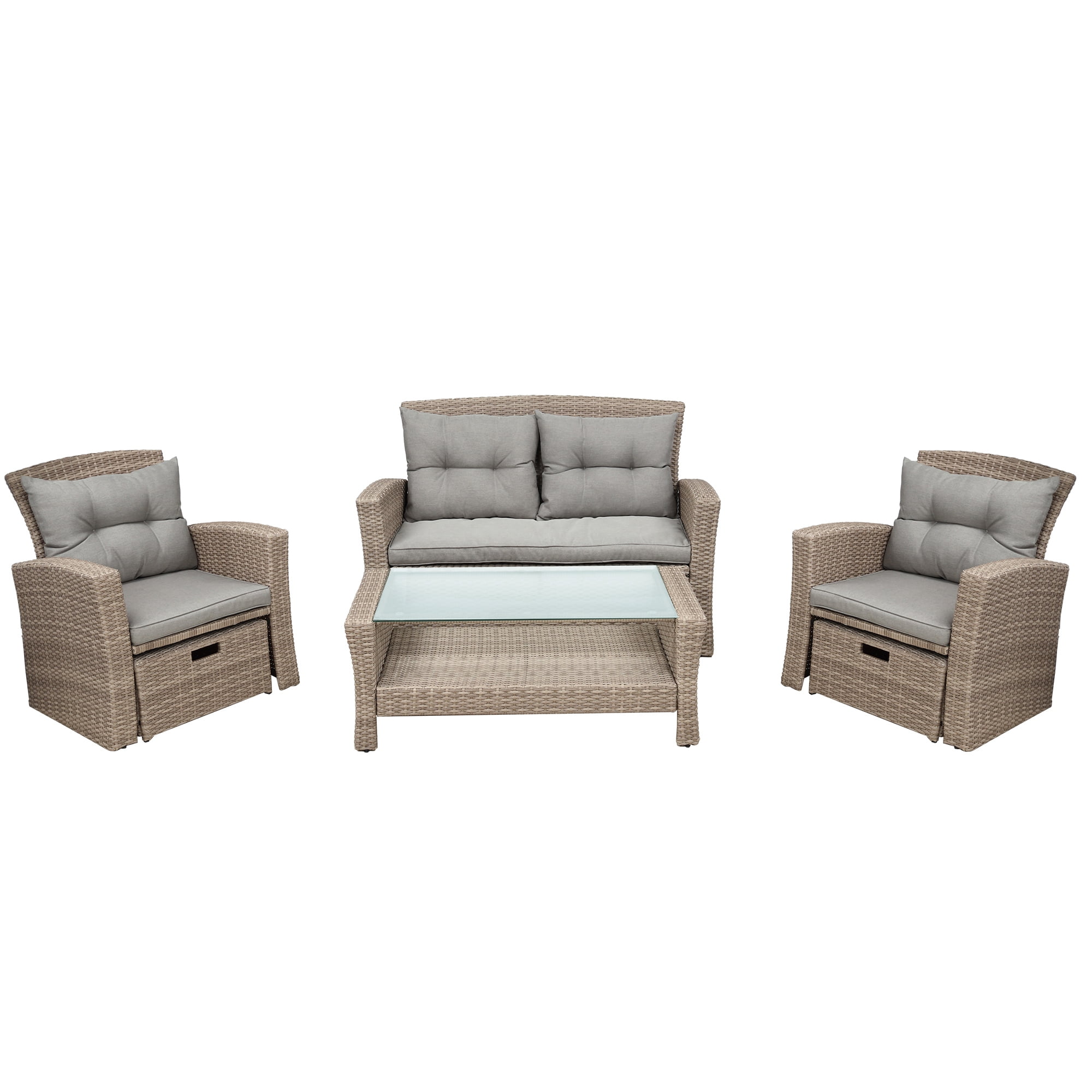shunda K Patio Furniture Set, 4 Piece Outdoor Conversation Set All ...