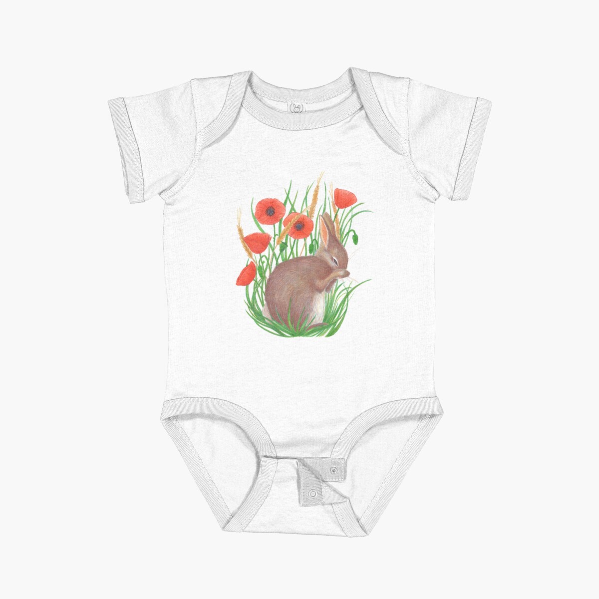 shy bunny among poppies Short Sleeve Baby One-Piece - 1223 - Walmart.com