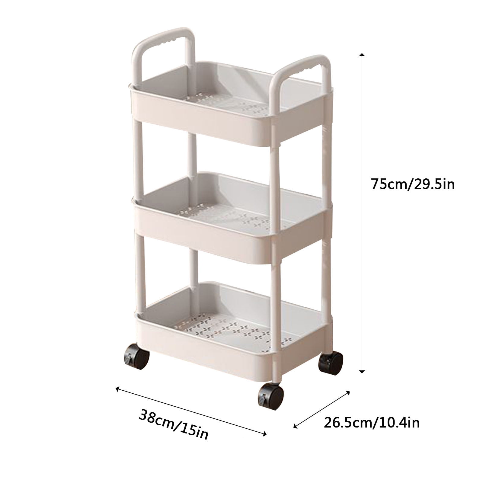 shyuyusa 3-Tier Rolling Storage Cart With Wheels- Plastic Multi-Room ...