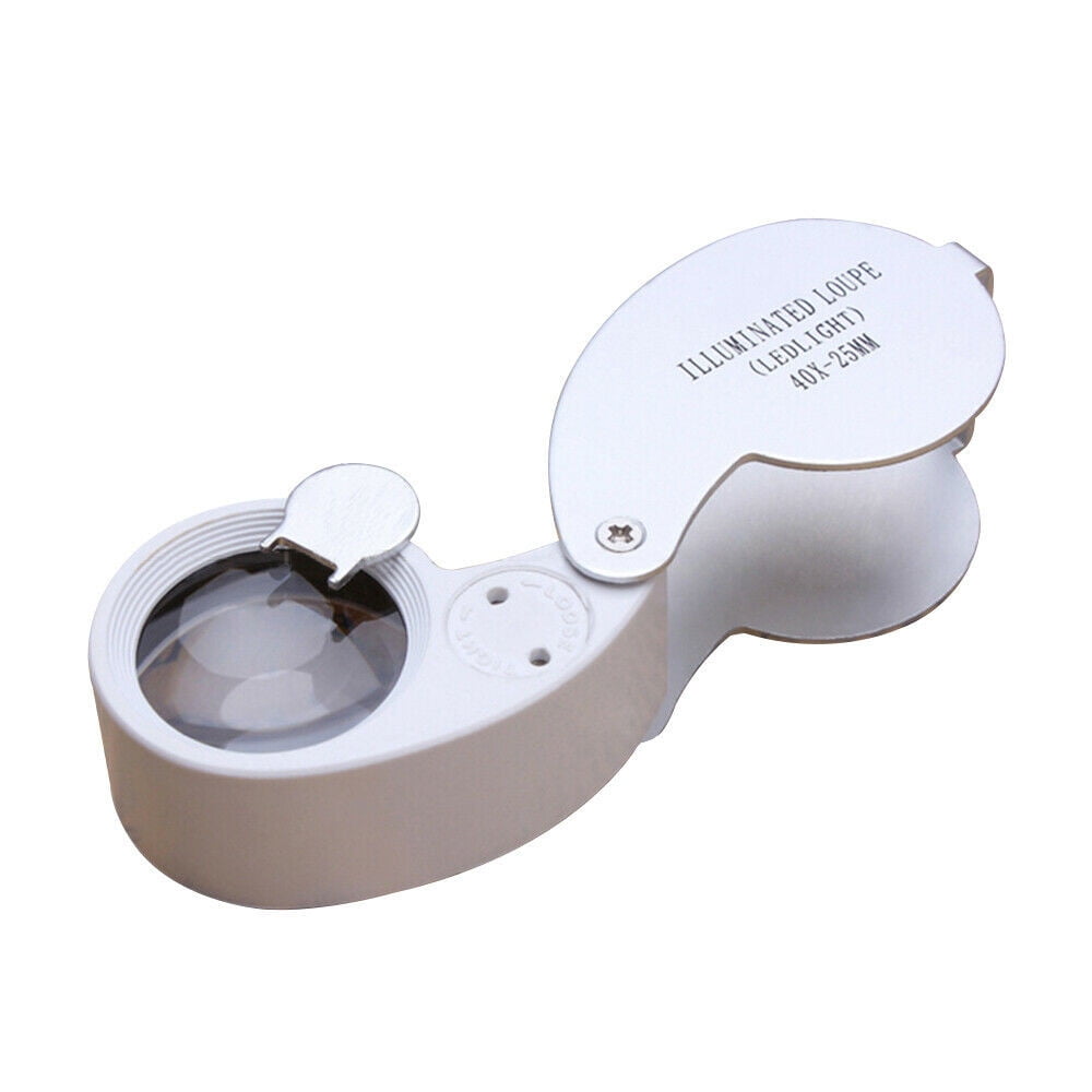 shyuyusa 40X Jewelry Eye Glass Magnifier LED Light Jewelers UV Lighted ...