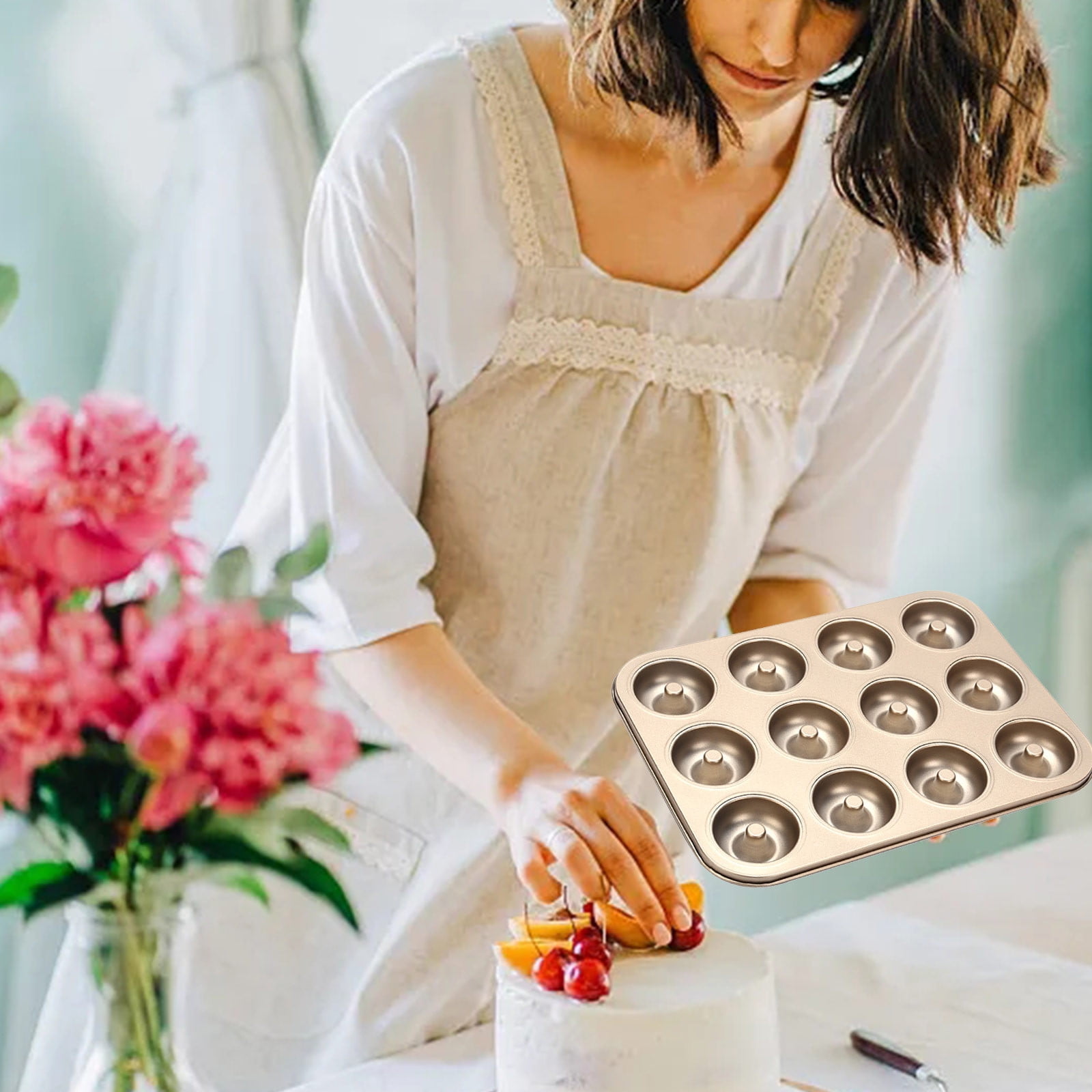 shyuyusa 6/12 Hole Mini Donut Pan, 12-Cavity Nonstick Donut Molds for ...