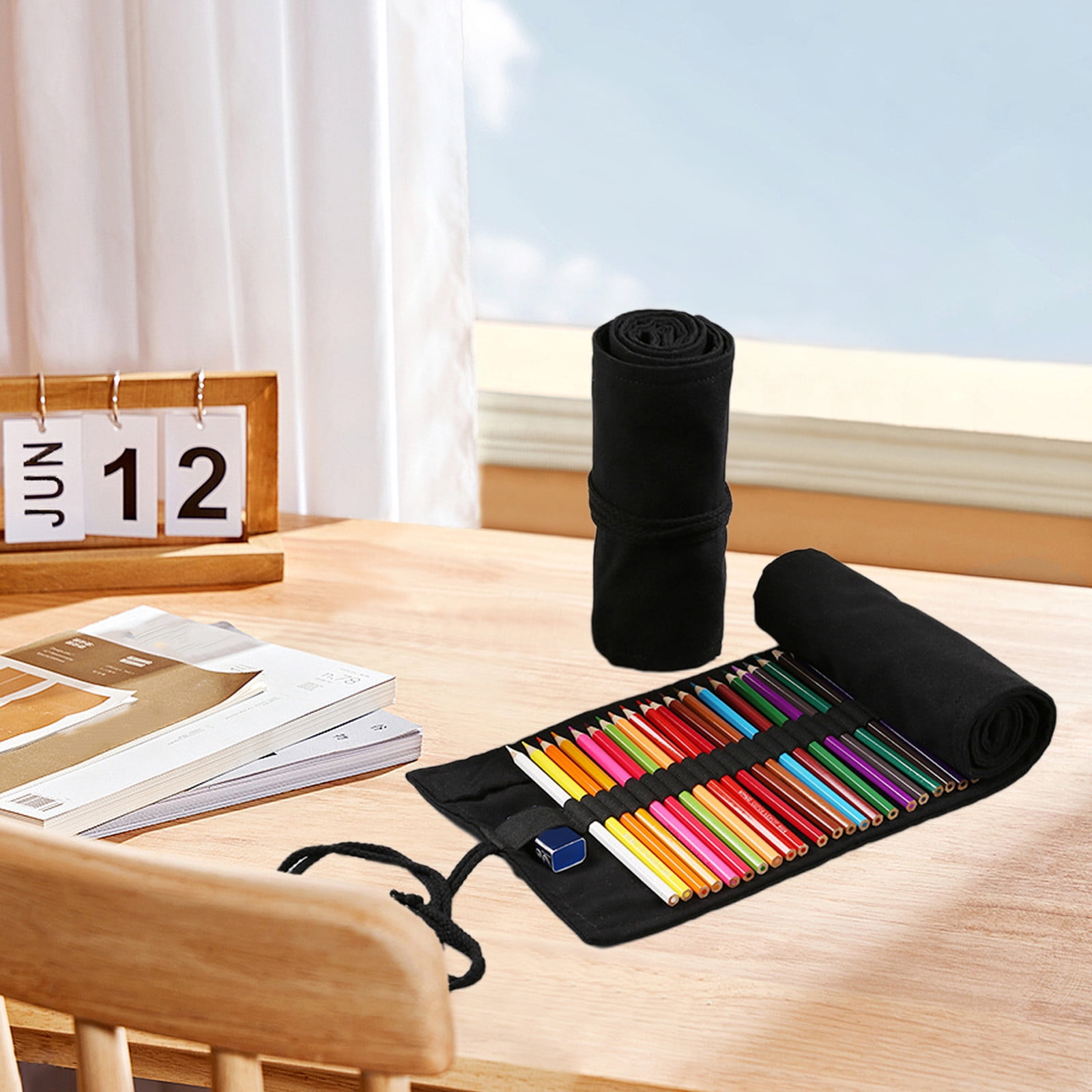 shyuyusa Artist Pencil Roll Organizer - Colored Pencils Roll Up Bag ...