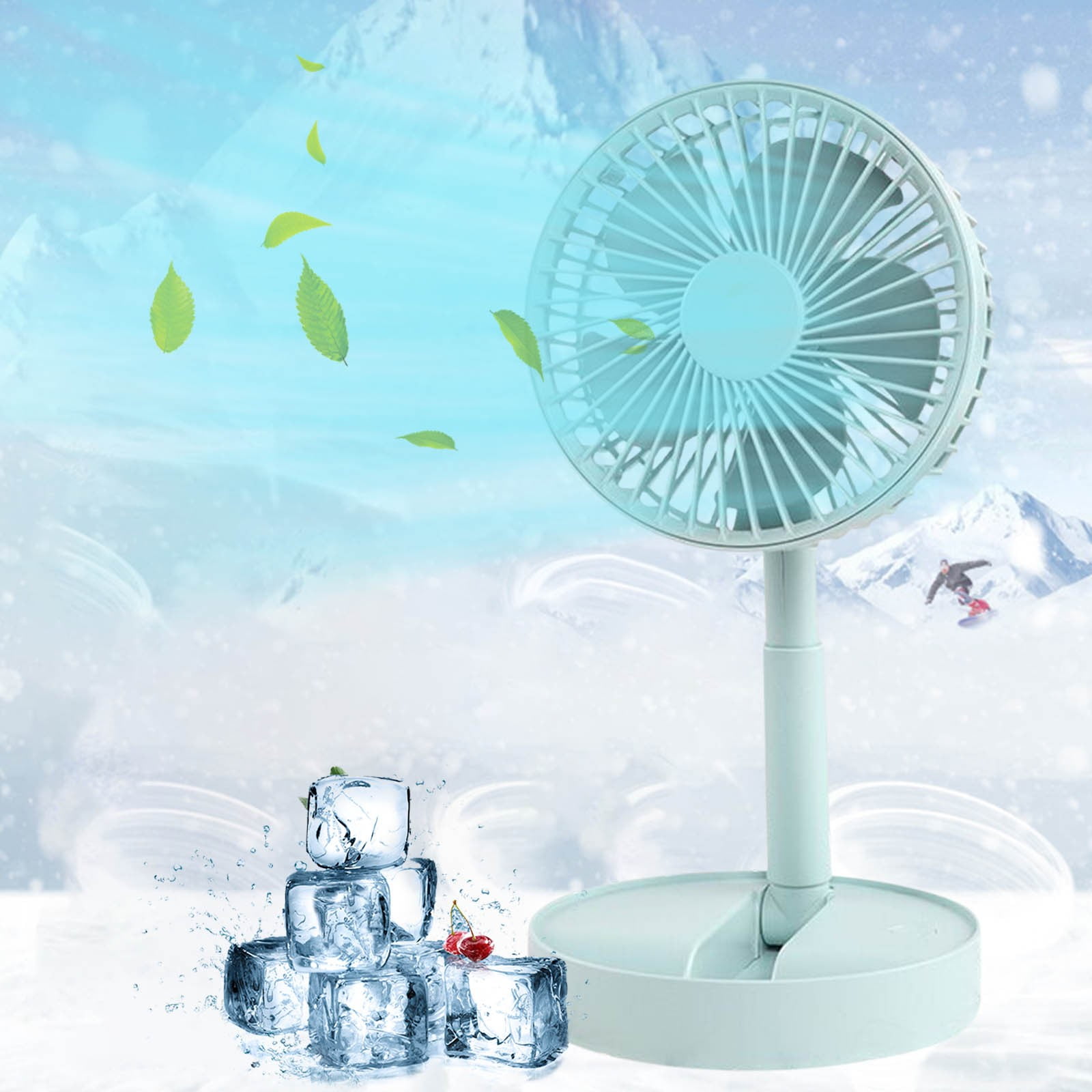 shyuyusa Battery Operated Portable Foldable Standing Fan Rechargeable ...