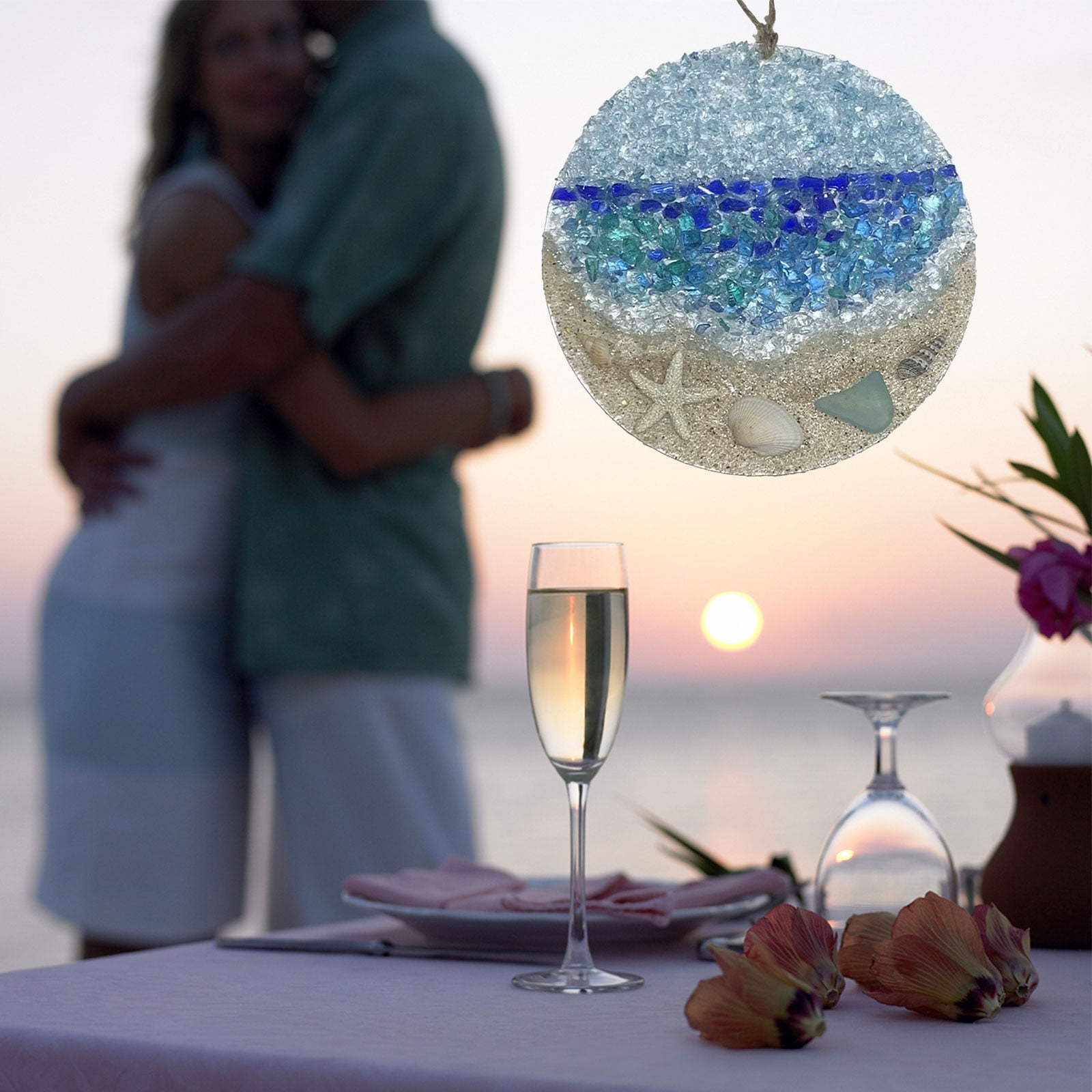 shyuyusa Beach Suncatchers Windows Decor - Beach Stained Glass Window ...