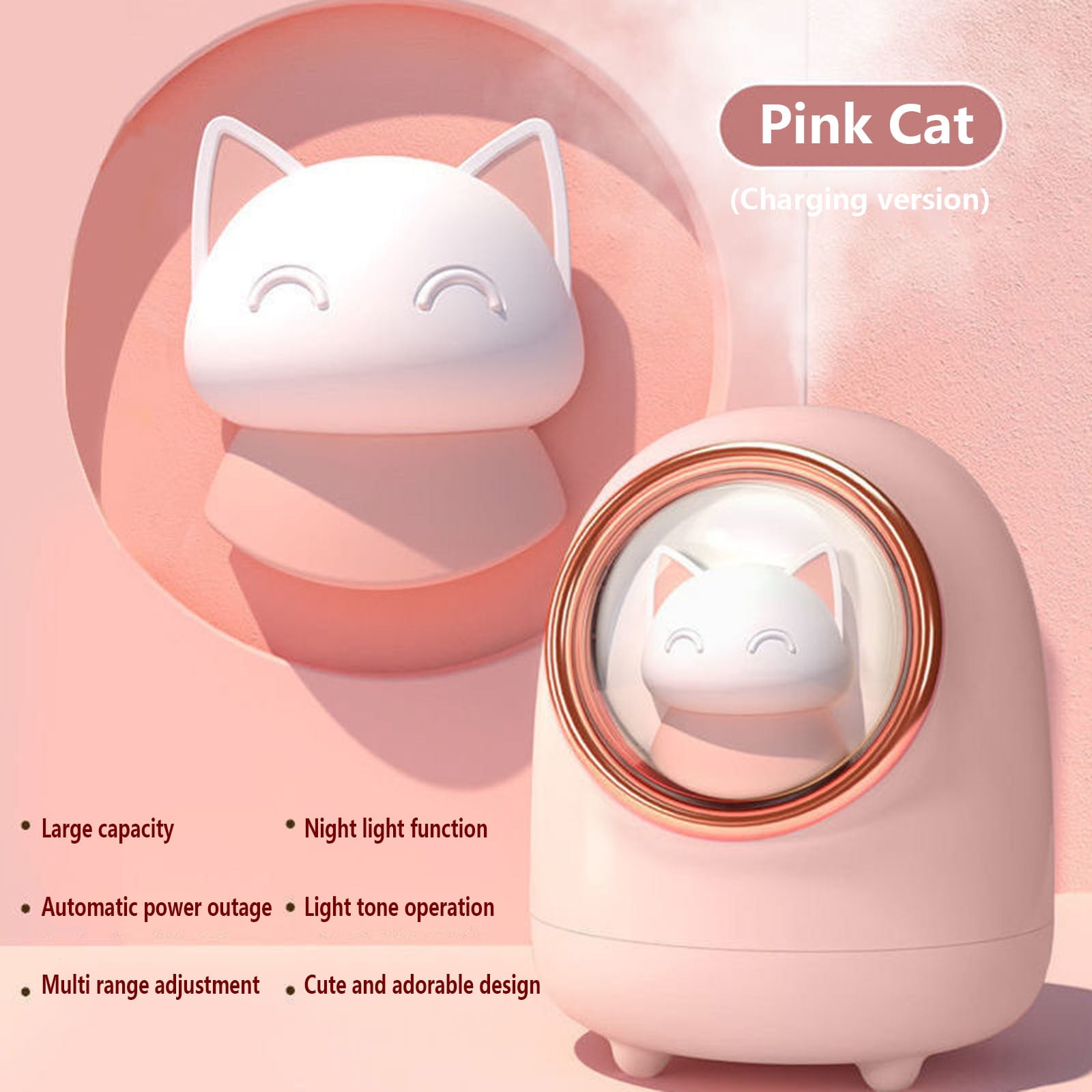 shyuyusa Cute Pet Humidifier, Pink Cat Humidifier, USB Charging ...