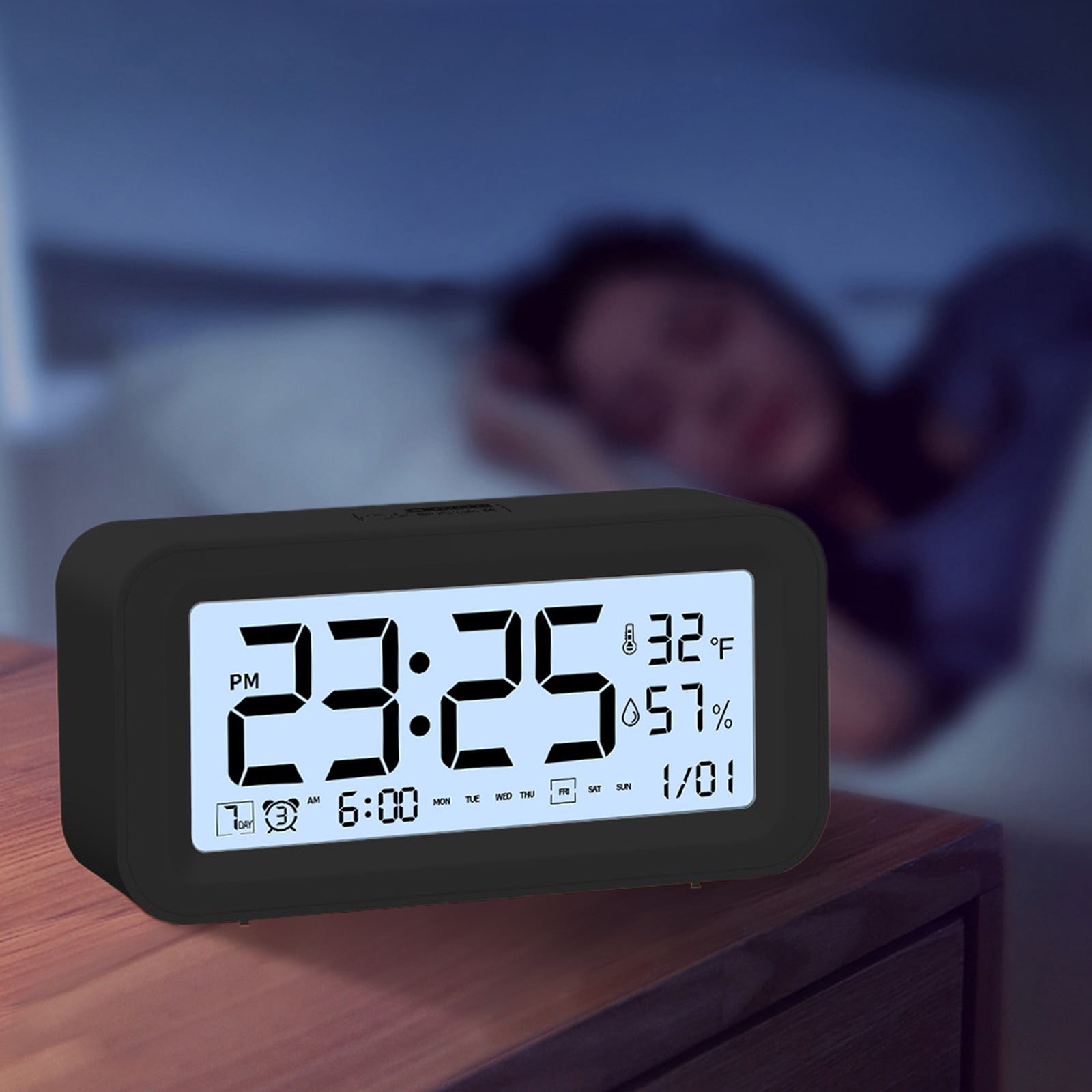 shyuyusa Digital Electronic Clock LED Display Electronic Clock Stereo Digital Display Snooze ...