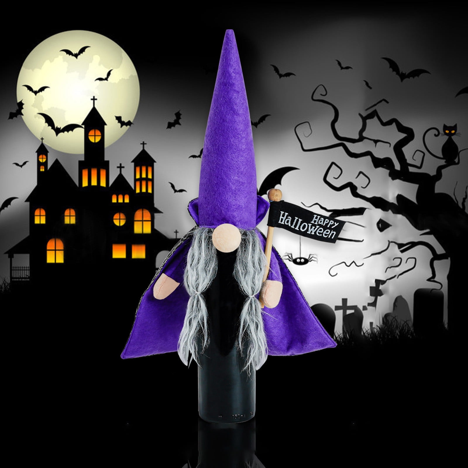 shyuyusa Halloween Bottle Accents Mysterious Black Witch Cape Hat ...