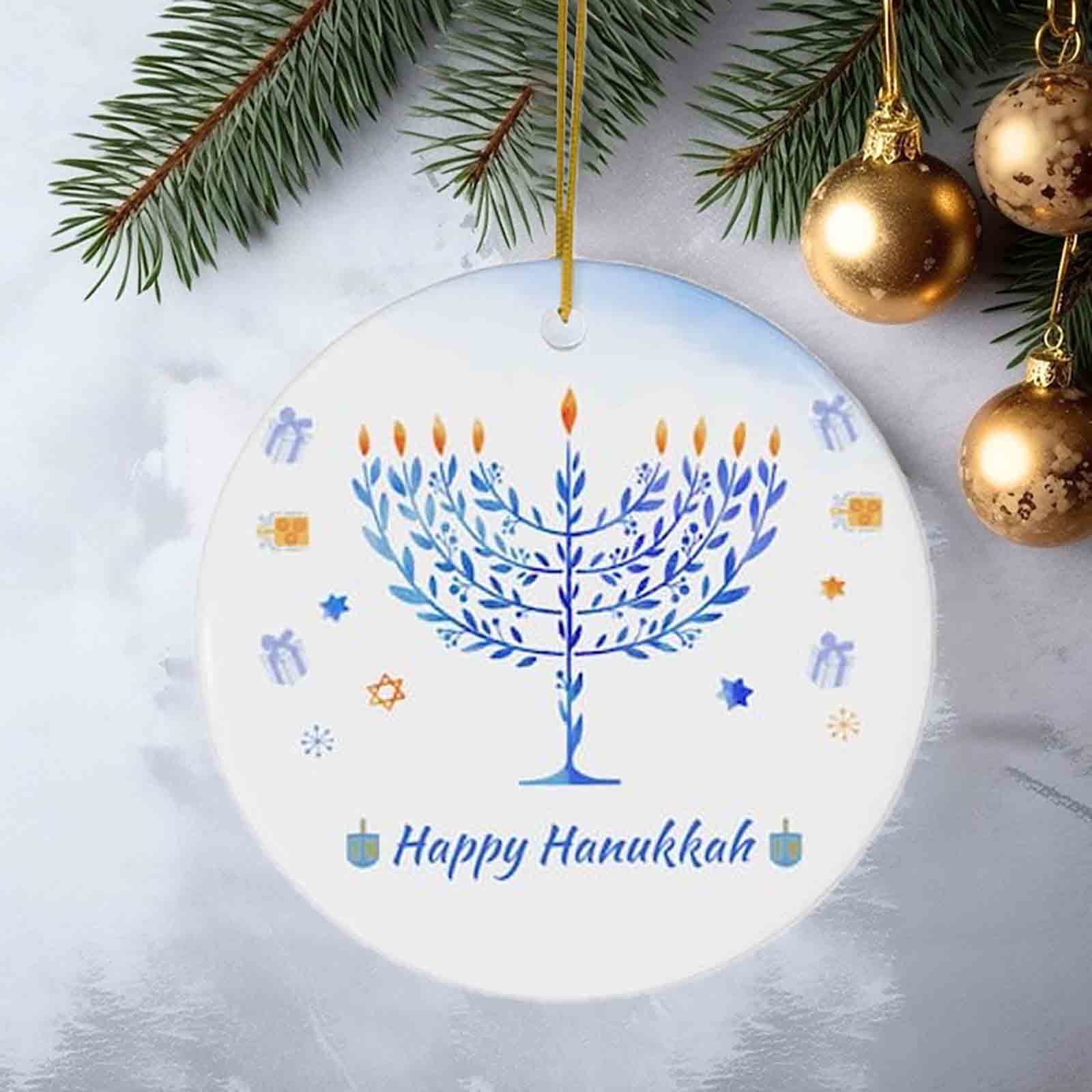 shyuyusa Hanukkah Ornaments Happy Chanukah Hexagram Gnome Menorah ...