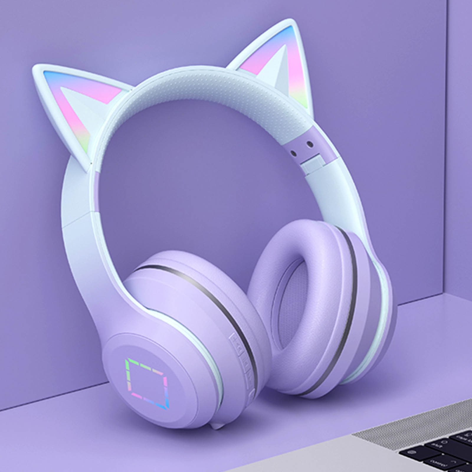 shyuyusa Kids Wireless Over Ear Bluetooth Headphones Cute RGB Ears ...