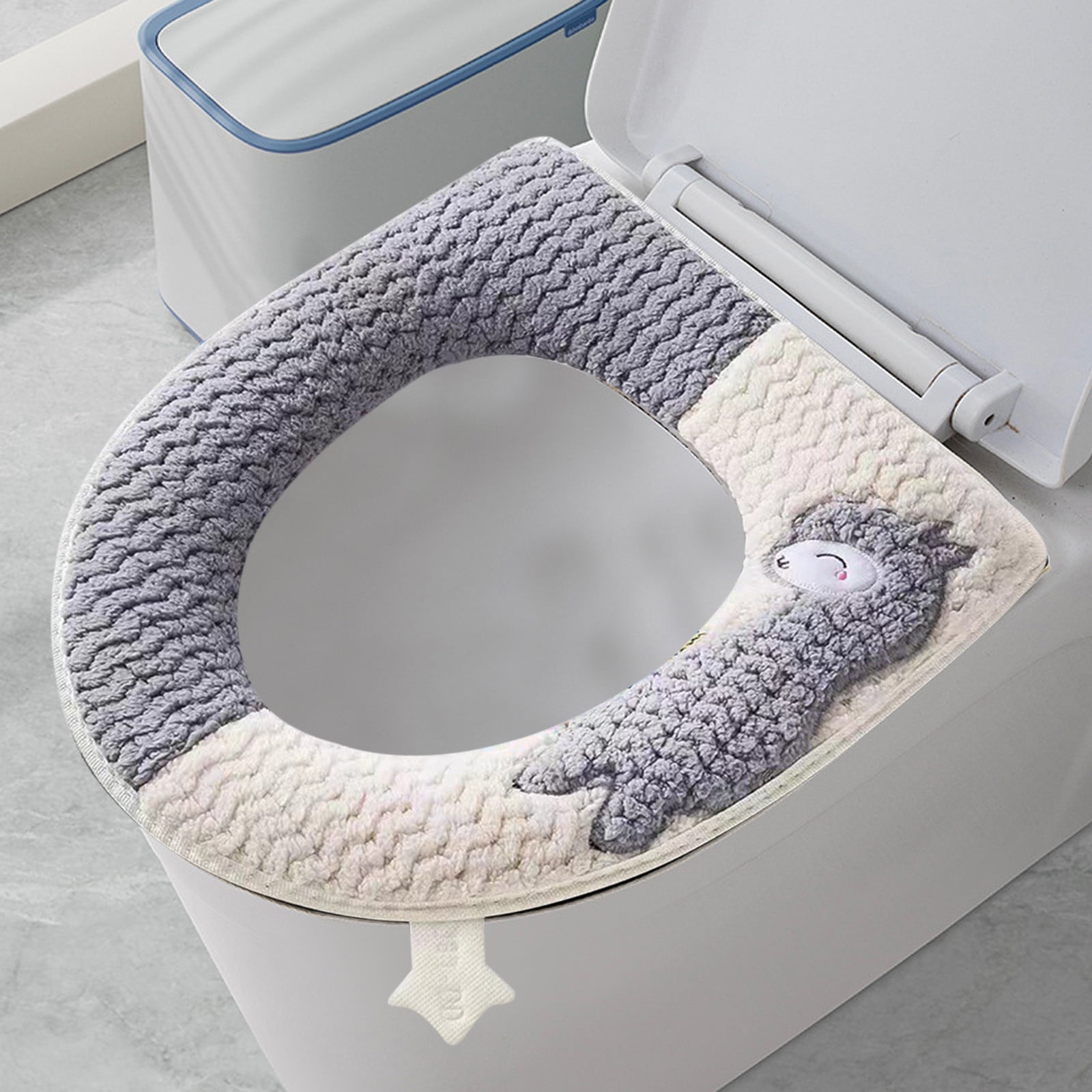 shyuyusa Knitted Toilet Seat Cover Soft Warm Washable Universal O Shape ...