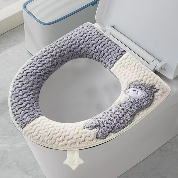shyuyusa Knitted Toilet Seat Cover Soft Warm Washable Universal O Shape ...