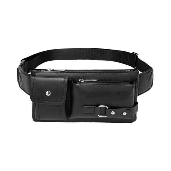 shyuyusa Men's Leather Waist Chest Bag - Multi-Pocket Crossbody Mobile ...
