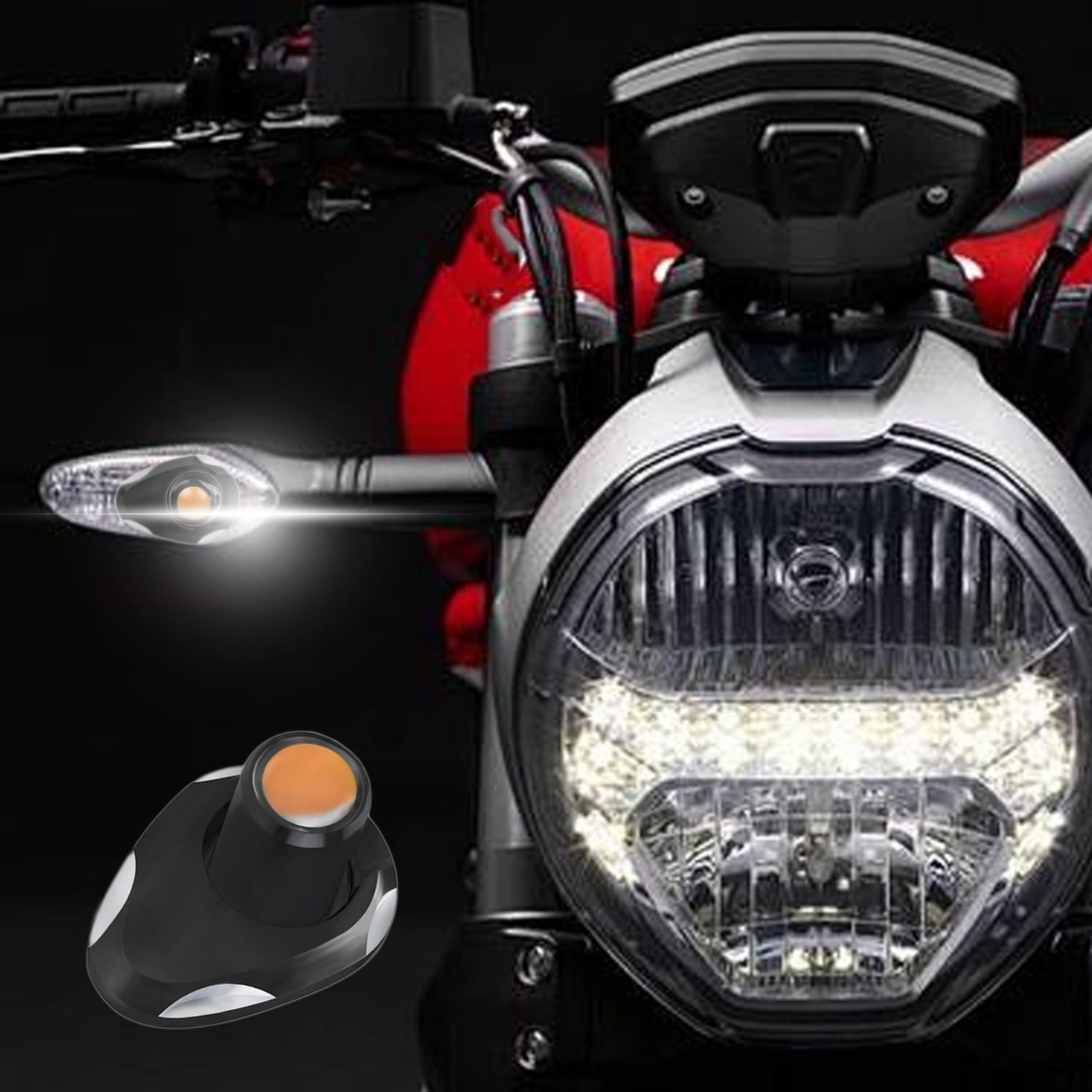 shyuyusa Motorcycle Turn Light with Turn Signals, USB Rechargeable Bike ...