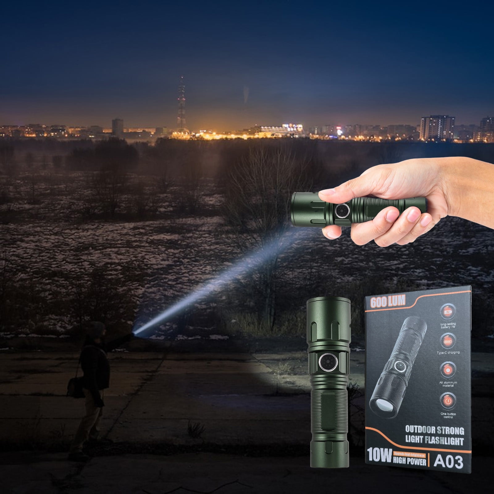 shyuyusa Multi Function Flash Light,USB Rechargeable Solar Powered ...