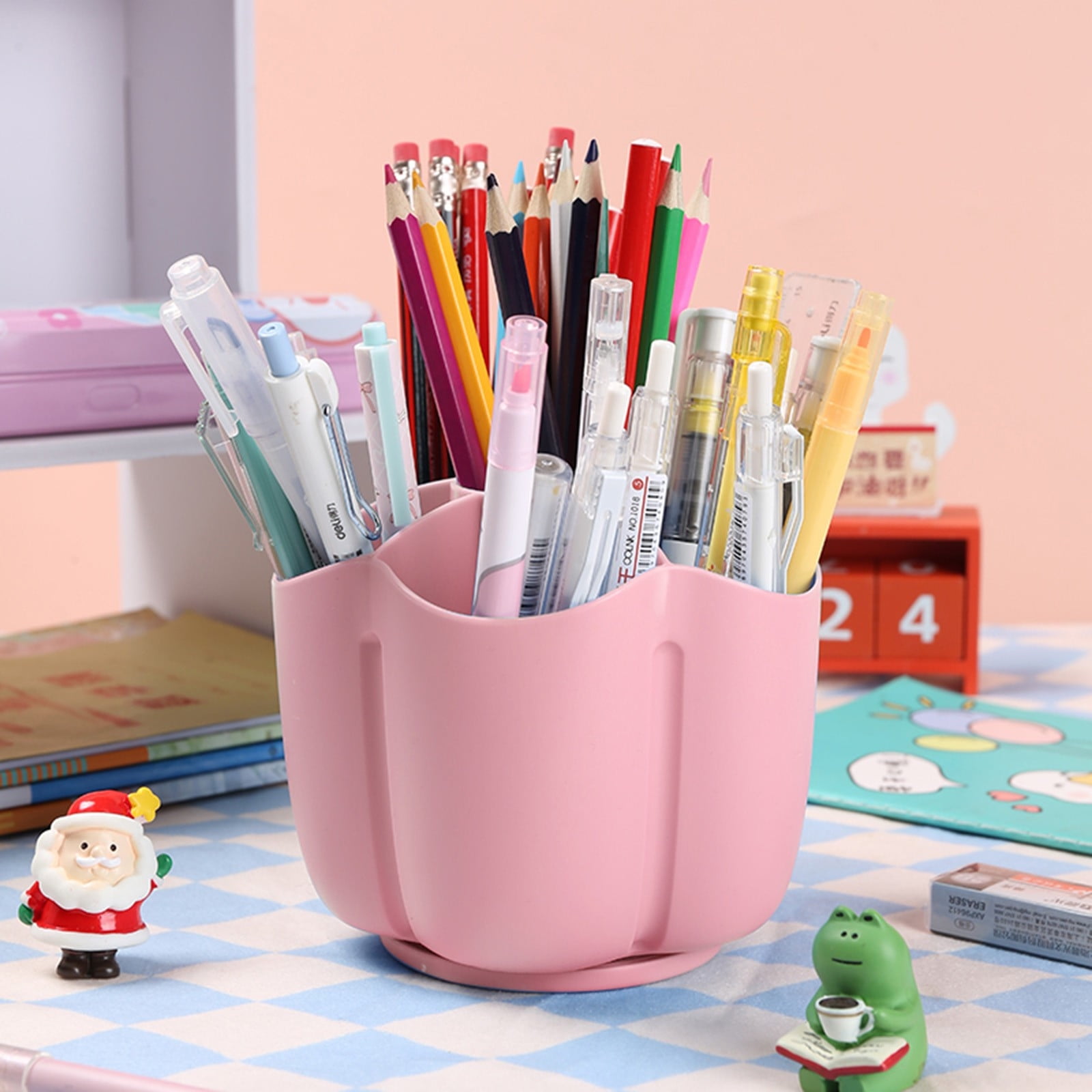 shyuyusa Pencil Case On Rotating Table - 6 Compartment Pencil Case for ...