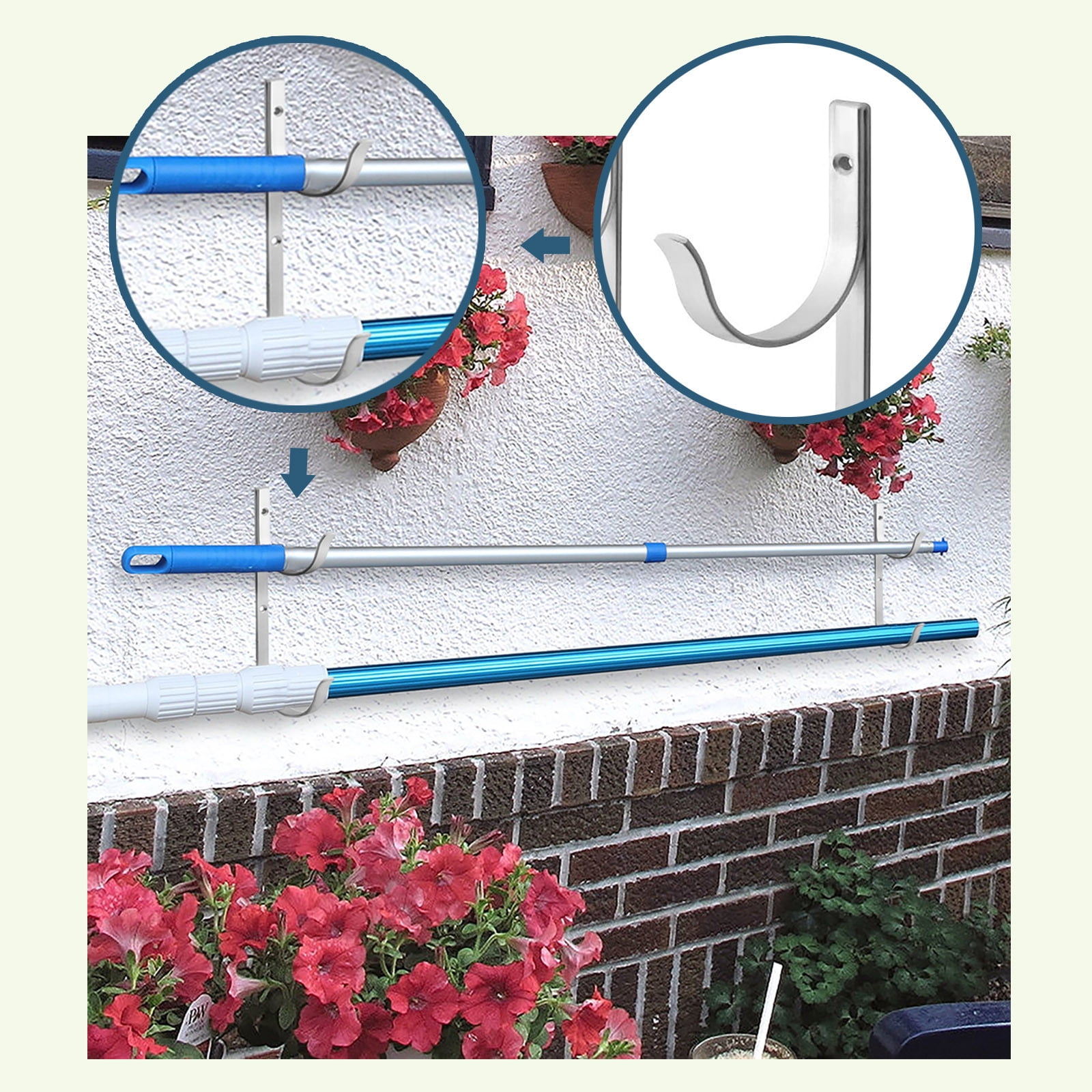 shyuyusa Pool Pole Hanger Premium 2pc Aluminium Holder Set Ideal Hooks ...