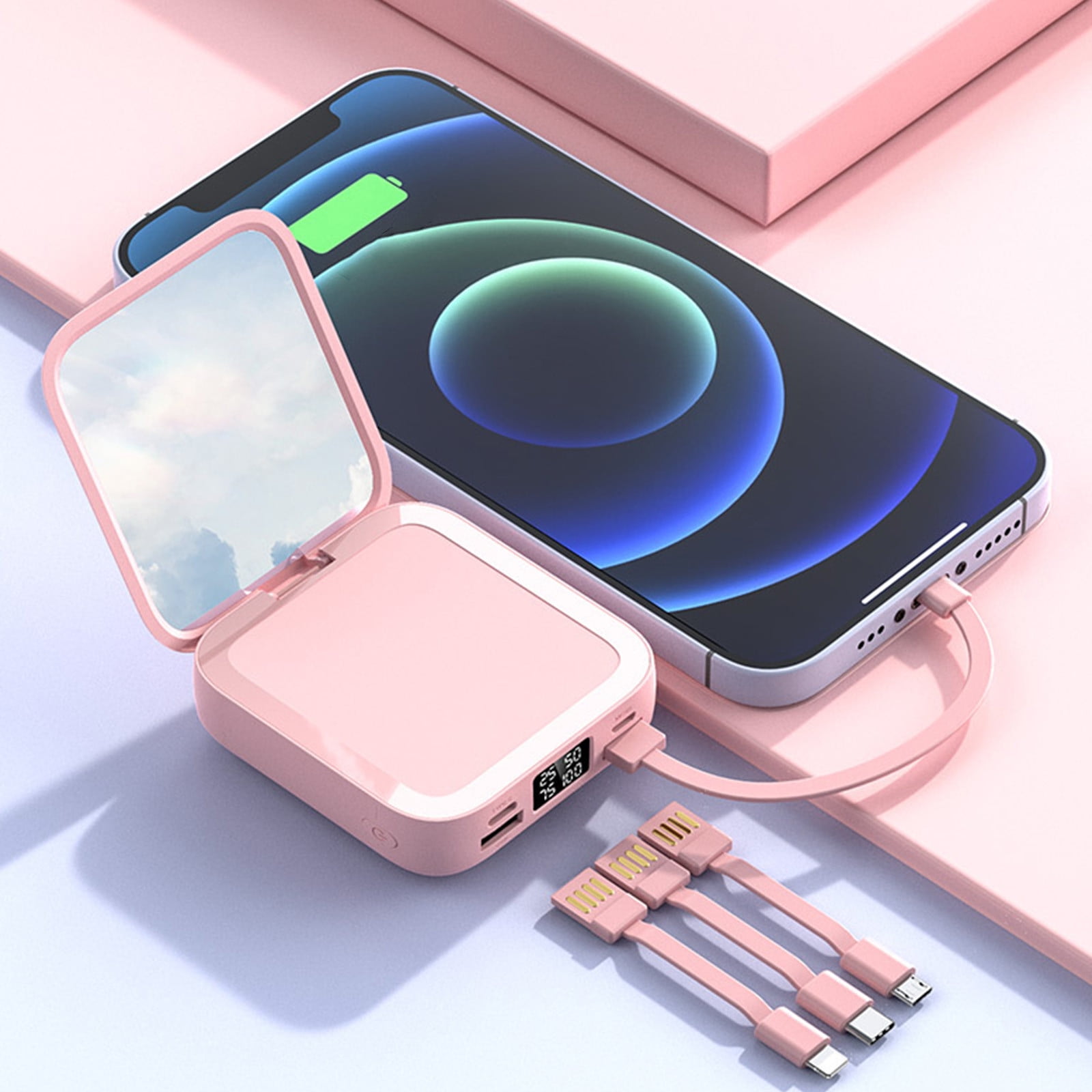 shyuyusa Portable Charger With Built In Cables,10000mAh Mini Power Bank ...