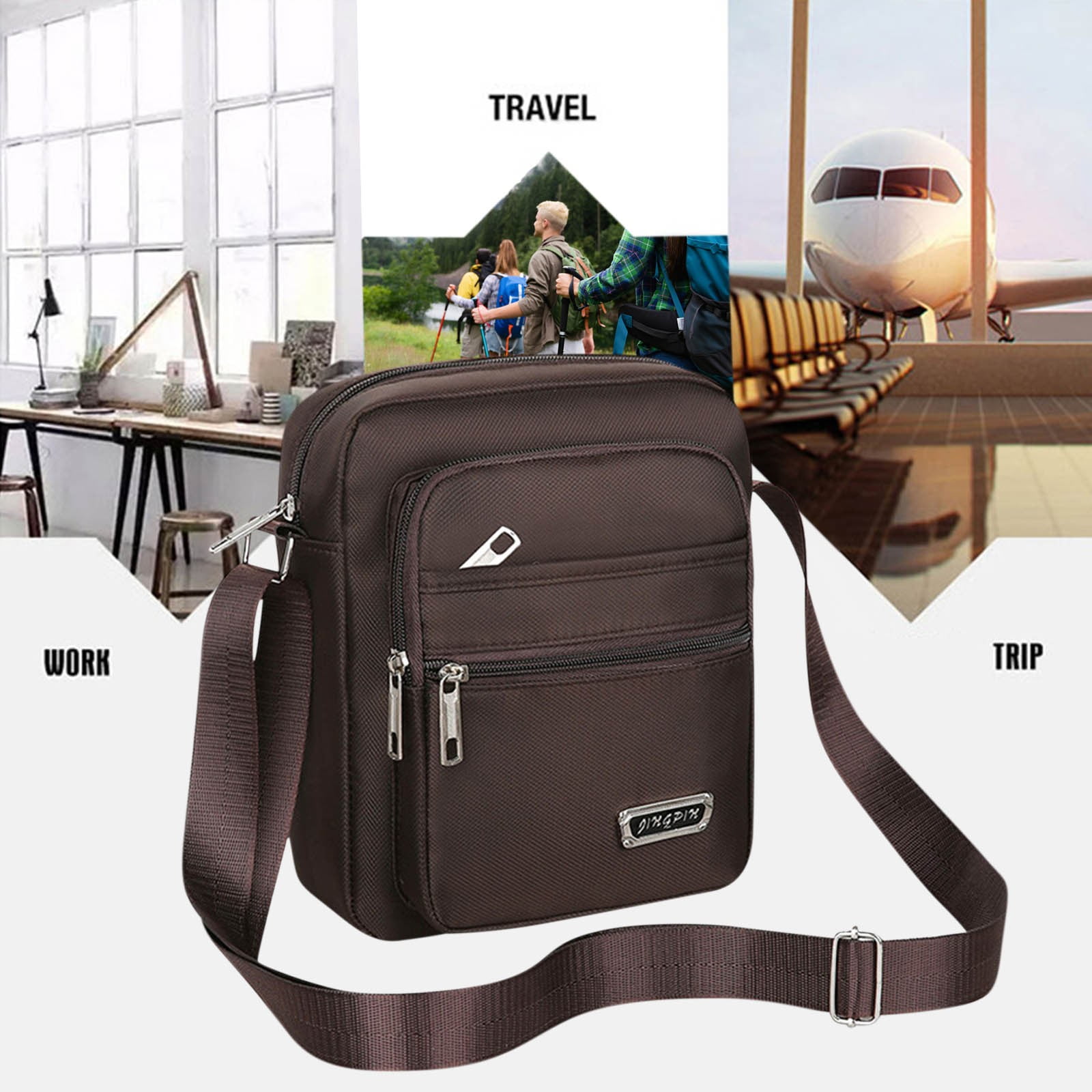 shyuyusa Six Layer Zipper Single Shoulder Messenger Bag Business Bag ...