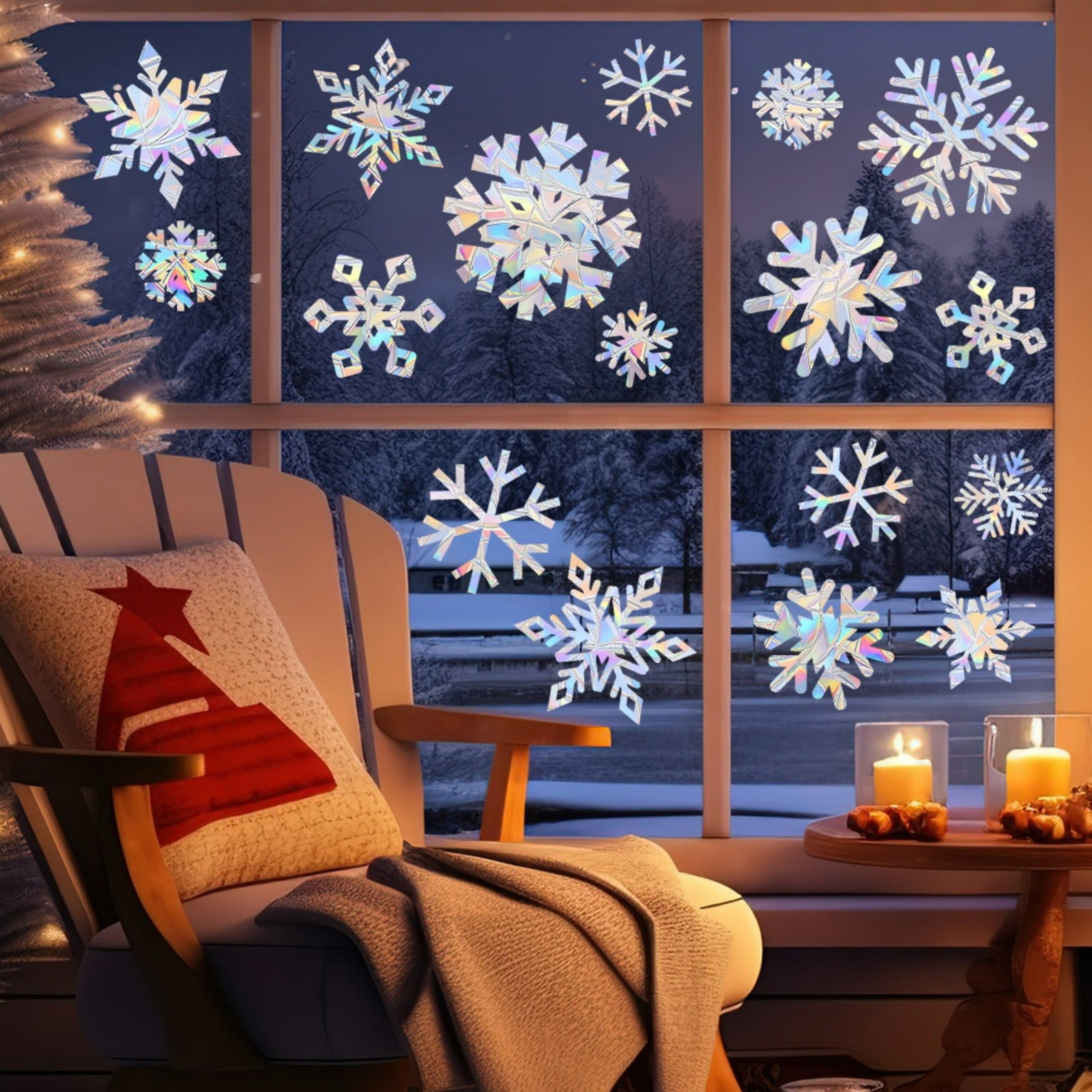 shyuyusa Snowflake Stickers,Christmas Window Clings Winter Decoration ...