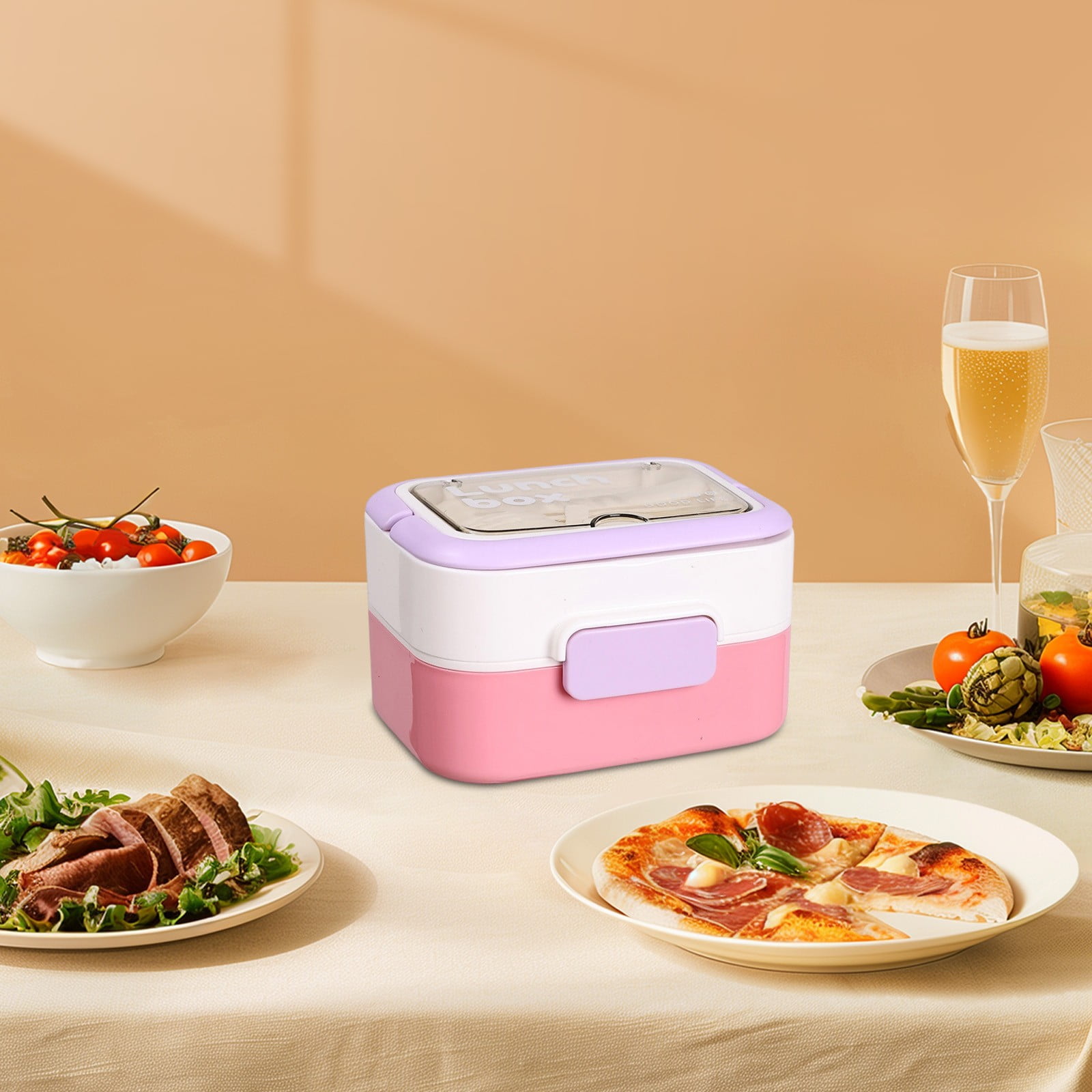 shyuyusa Square Lunchable Food Container 3 Compartment Plastic Lunch ...