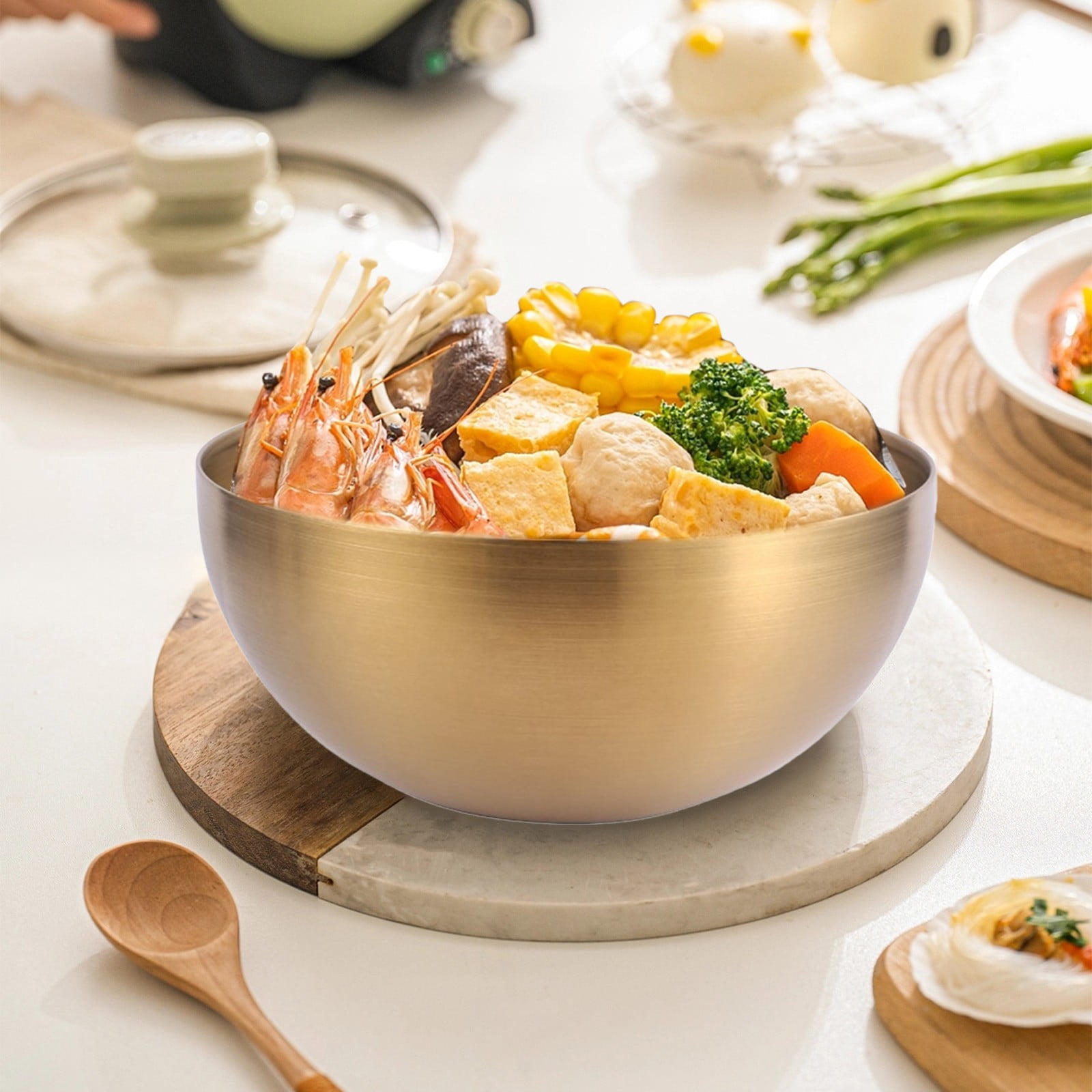 shyuyusa Stainless Steel Mixing Bowls with Lids, Non Slip Silicone Base ...