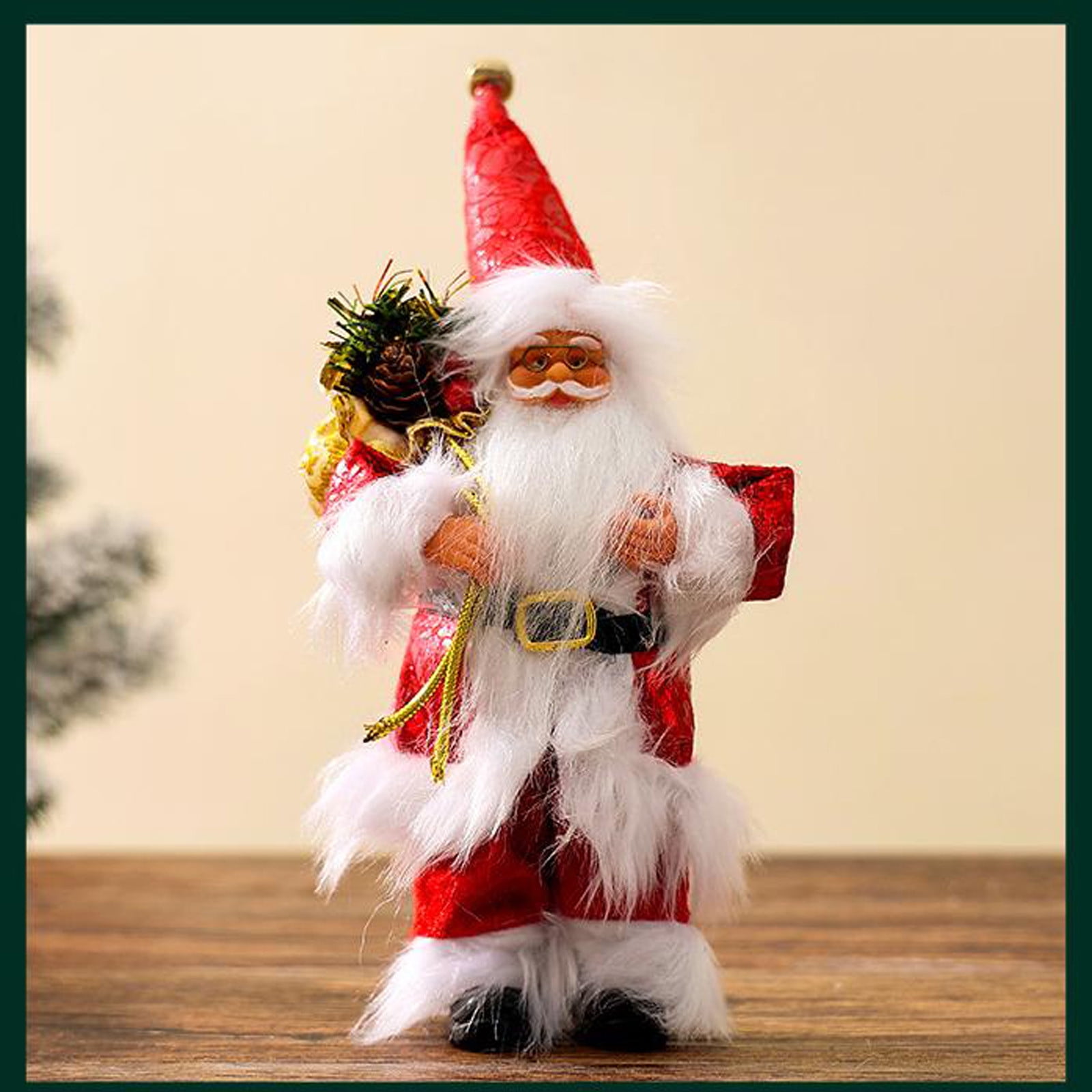 shyuyusa Standing Santa Claus Window Display White fluff Standing Santa ...