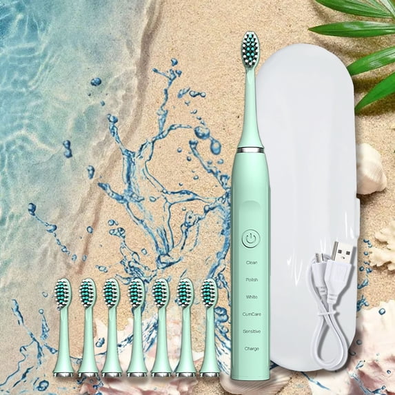 shyuyusa Toothbrush With 8 Brush Heads With Toothbrush Box 5 Cleaning ...