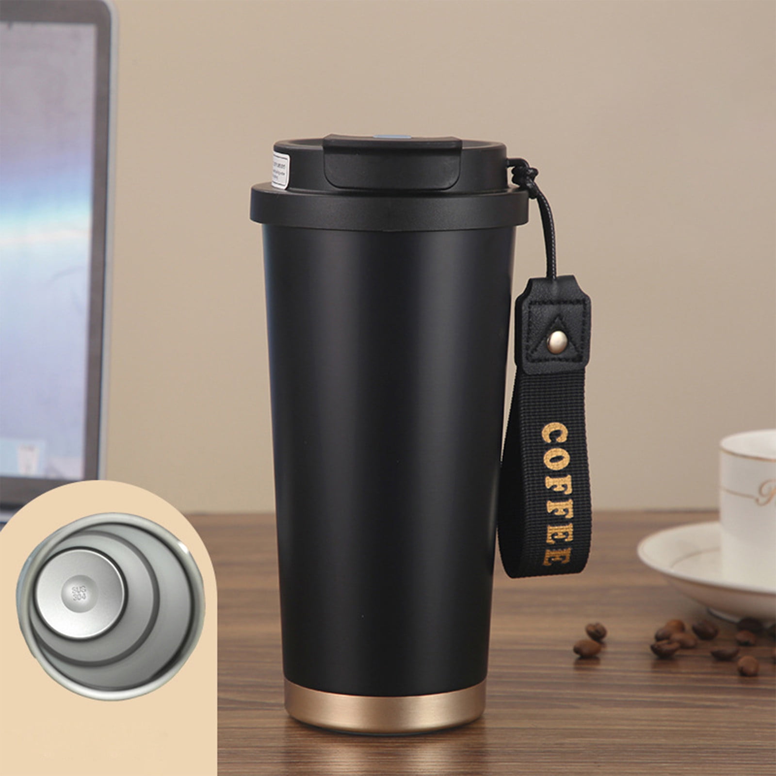 shyuyusa Travel Coffee Mug Spill Proof Leakproof Insulated Coffee Mug with Screw Lid, Stainless ...