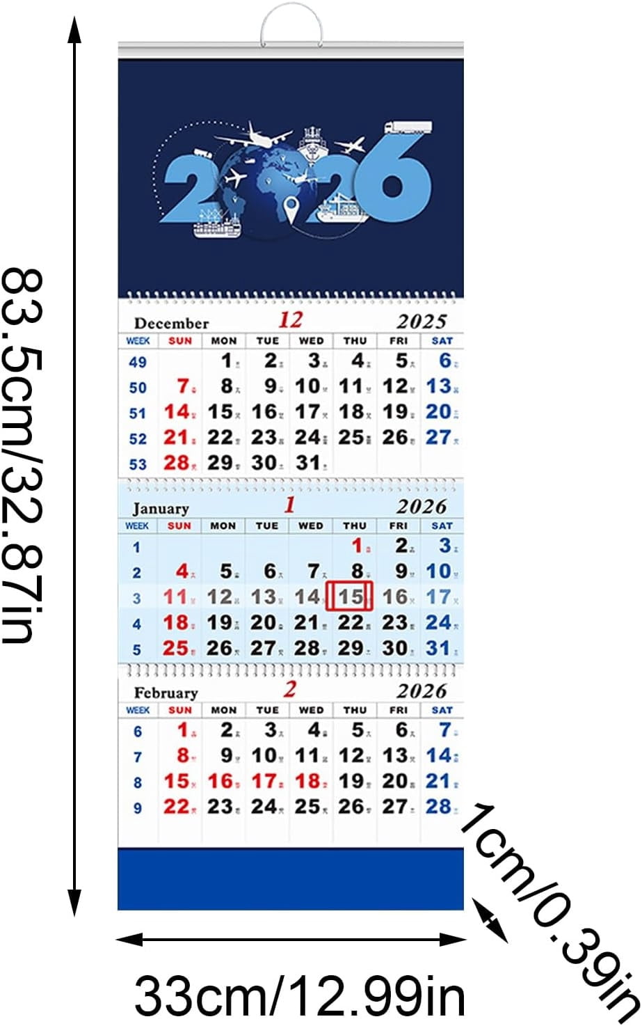 shyuyusa Vertical Trifold Wall Calendar 2026 3 Month Views Calendar ...