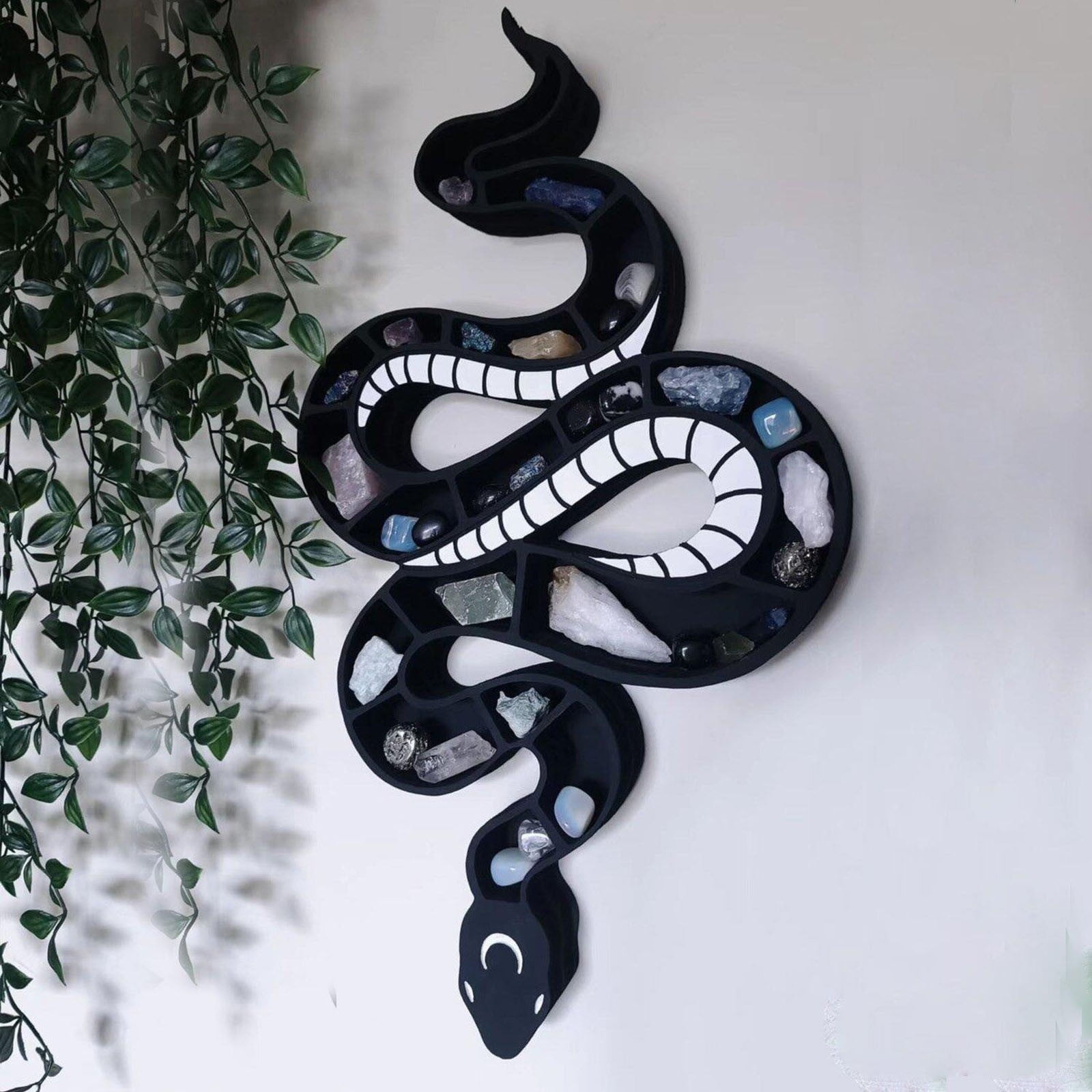 shyuyusa Wooden Floating Shelf Snake Design Unique Room Decor Crystal ...