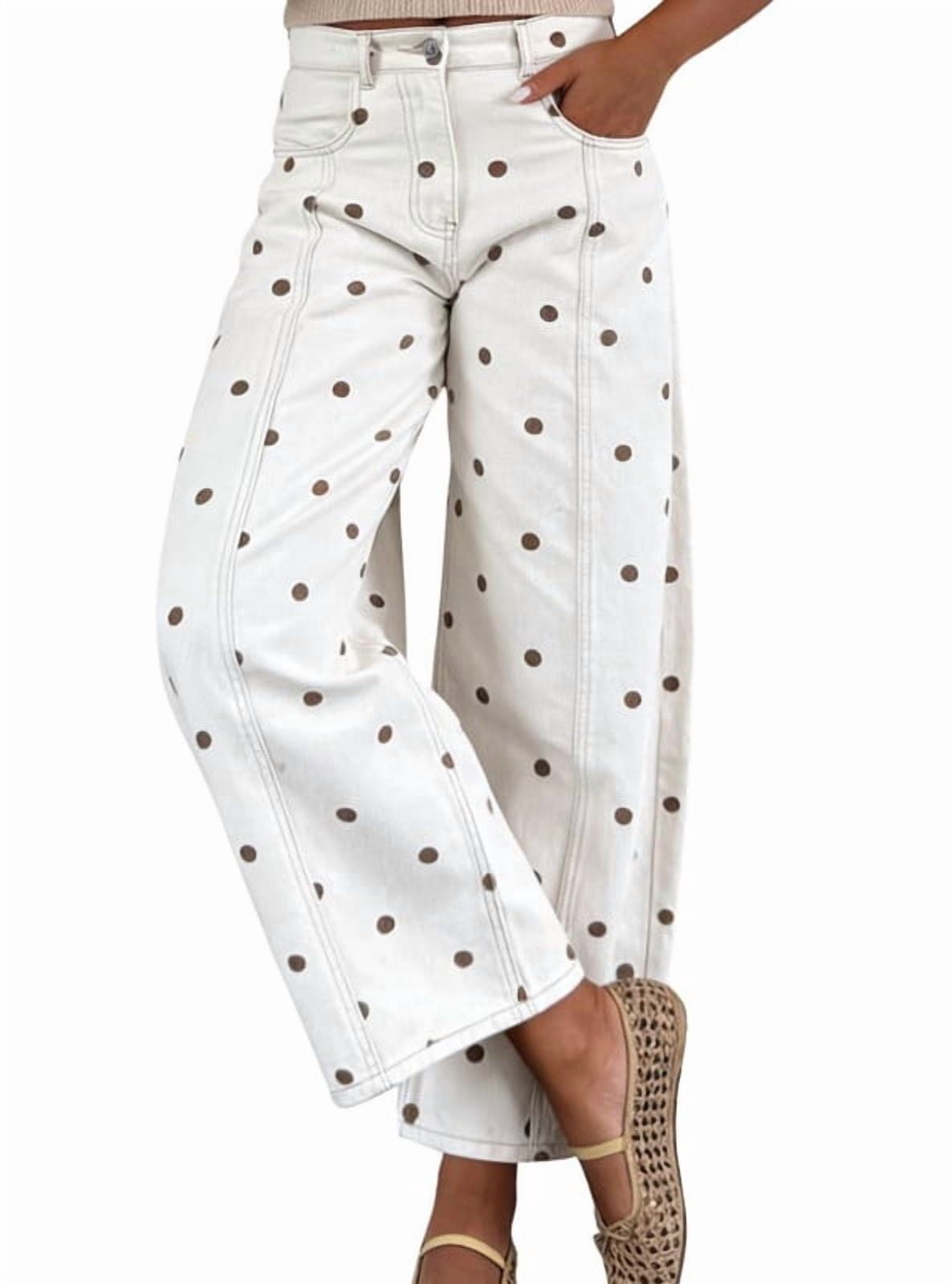 sicmoss Women's 2026 Polka Dot Pattern Barrel Jeans Boyfriend Y2K ...