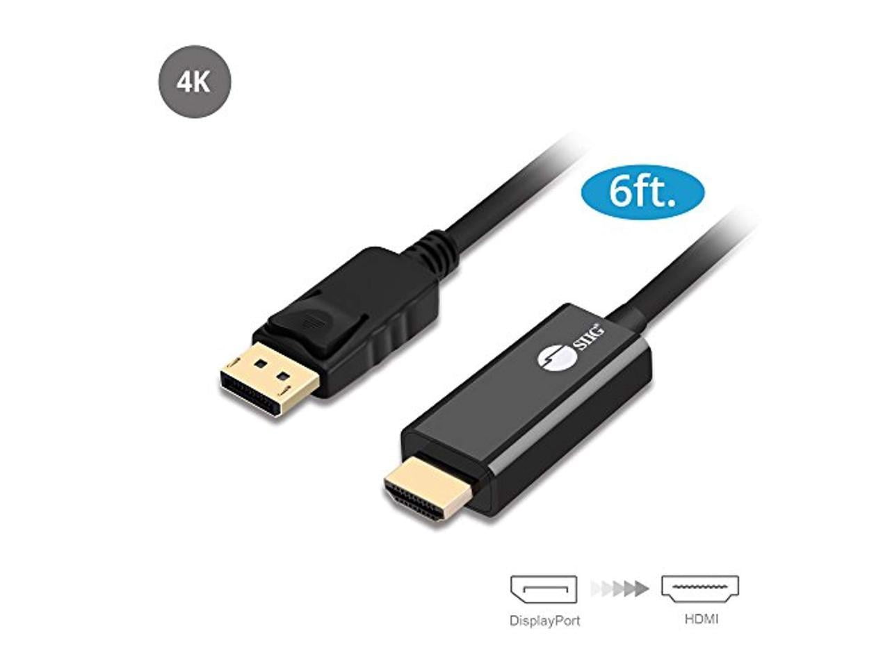 siig displayport 1.2 to hdmi 1.4 passive cable 4k @30hz - dp to hdmi ...