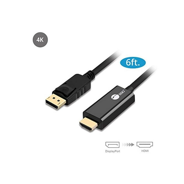 siig displayport 1.2 to hdmi 1.4 passive cable 4k @30hz - dp to hdmi male to male adapter cable ...