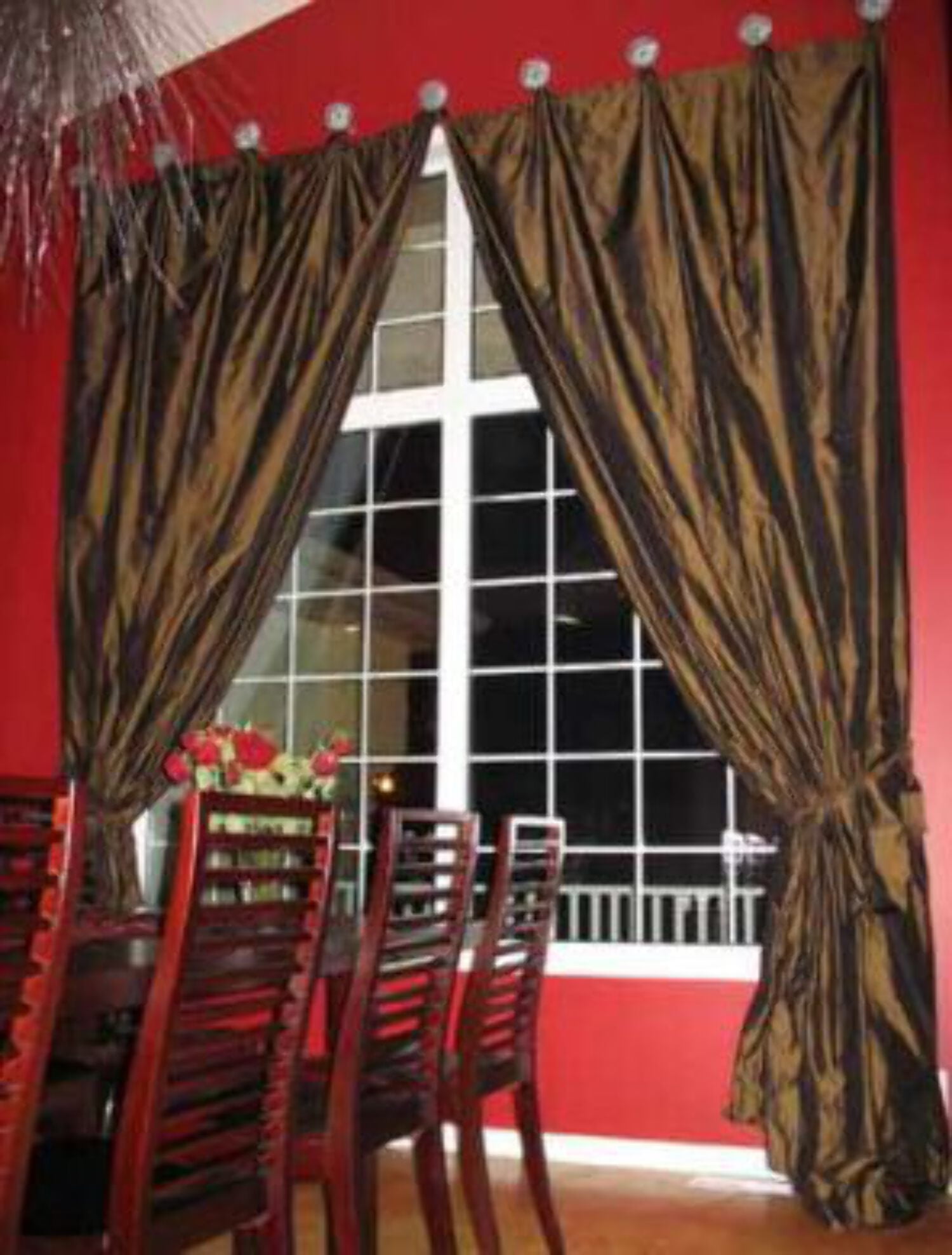 silk taffeta bright copper brown drapes~home decor - Walmart.com