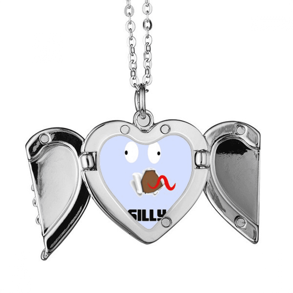 silly blue emotion wriggling tongue angel wings necklpendant fashion ...