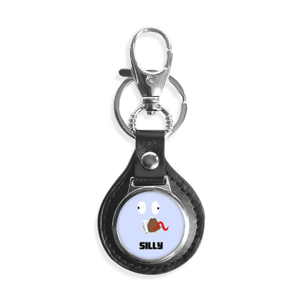 silly blue emotion wriggling tongue key link chain keyholder finder ...