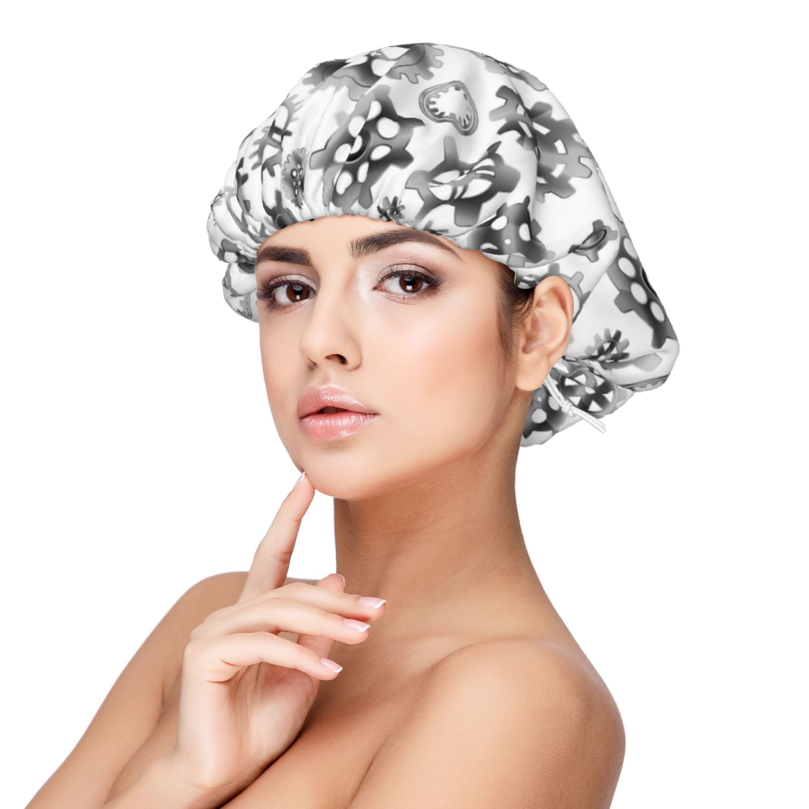 silver Gear Pattern - Silk Bonnet for Sleeping Women Men, Adjustable ...