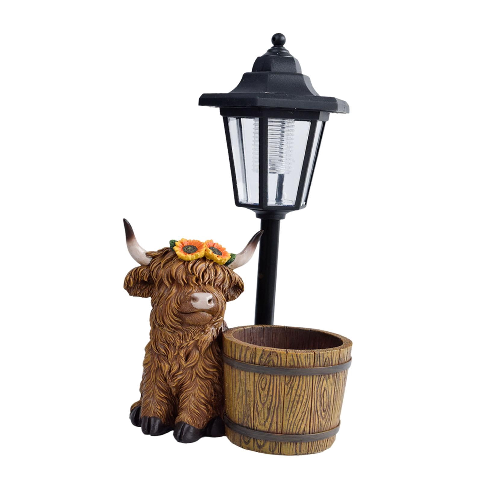simhoa Cow Statue Decoration with Solar Lights, Stylish Landscape Lamp ...