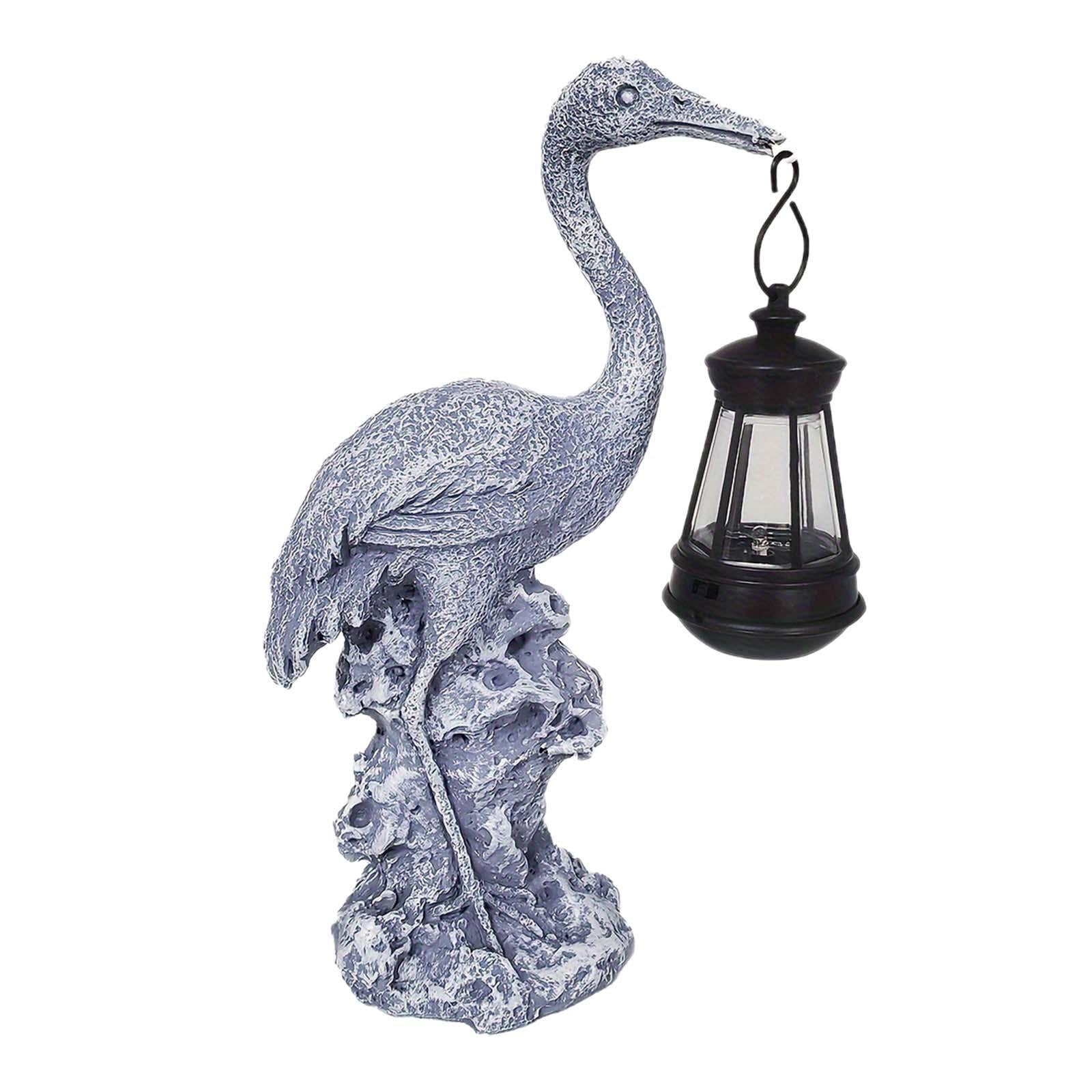 simhoa Crane Figurine Hanging Lantern Solar Crane Garden Statue ...