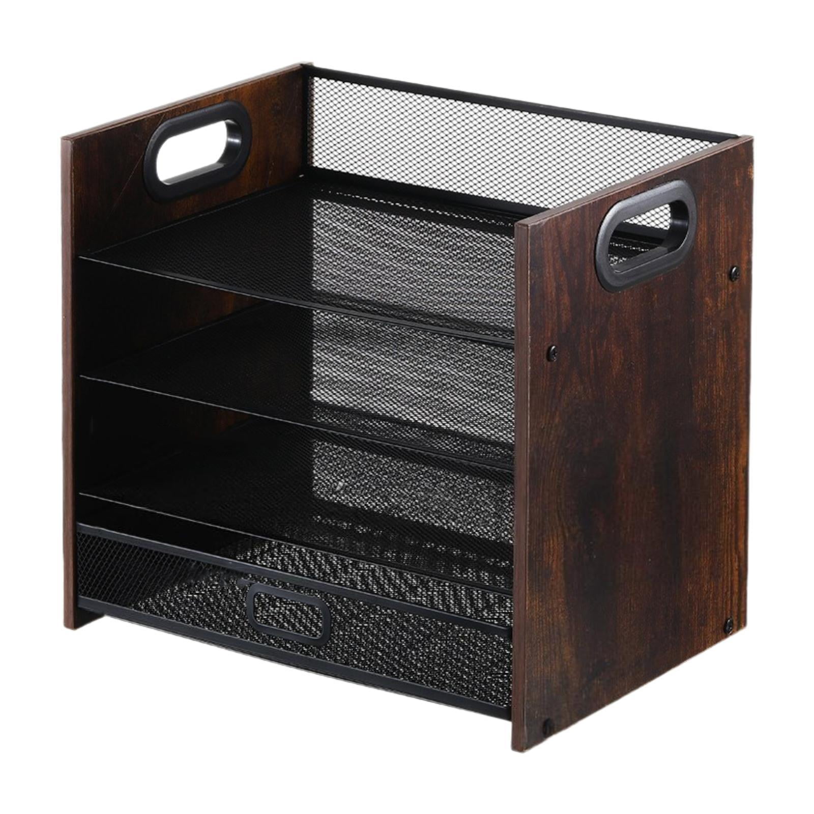 simhoa Desktop File Organizer, Wood Desk Organizer, Tiered,Wooden Paper ...