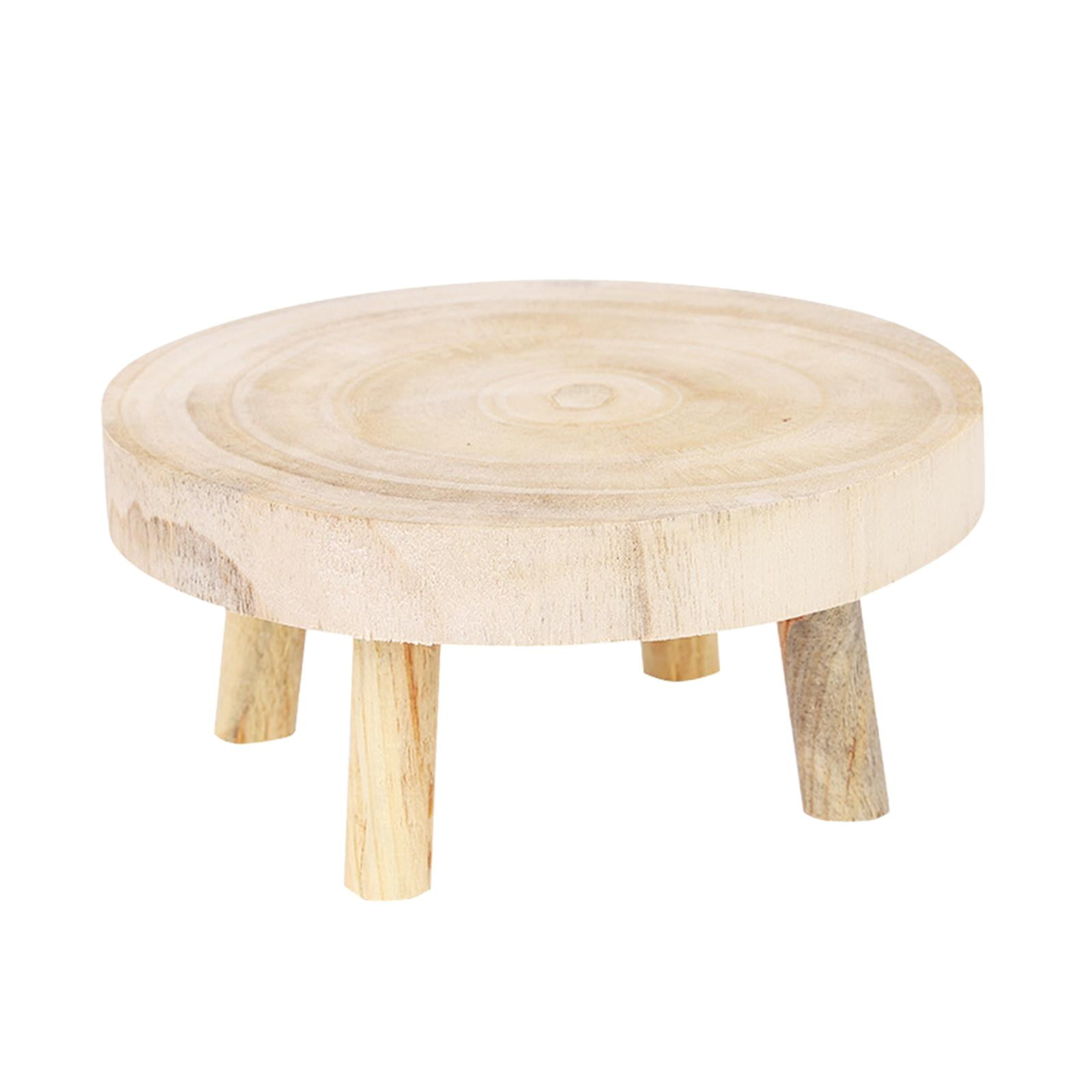 simhoa Mini Wooden Stool Plant Display Stand Flower Pot Rack Round ...